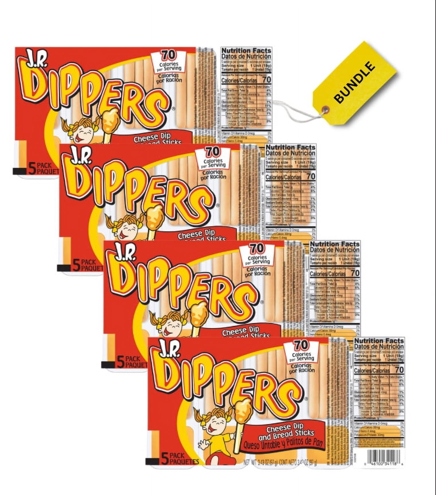 J.R. Dippers Cheese Dip & Bread Sticks; 4 Pack Bundle; 20 count ...