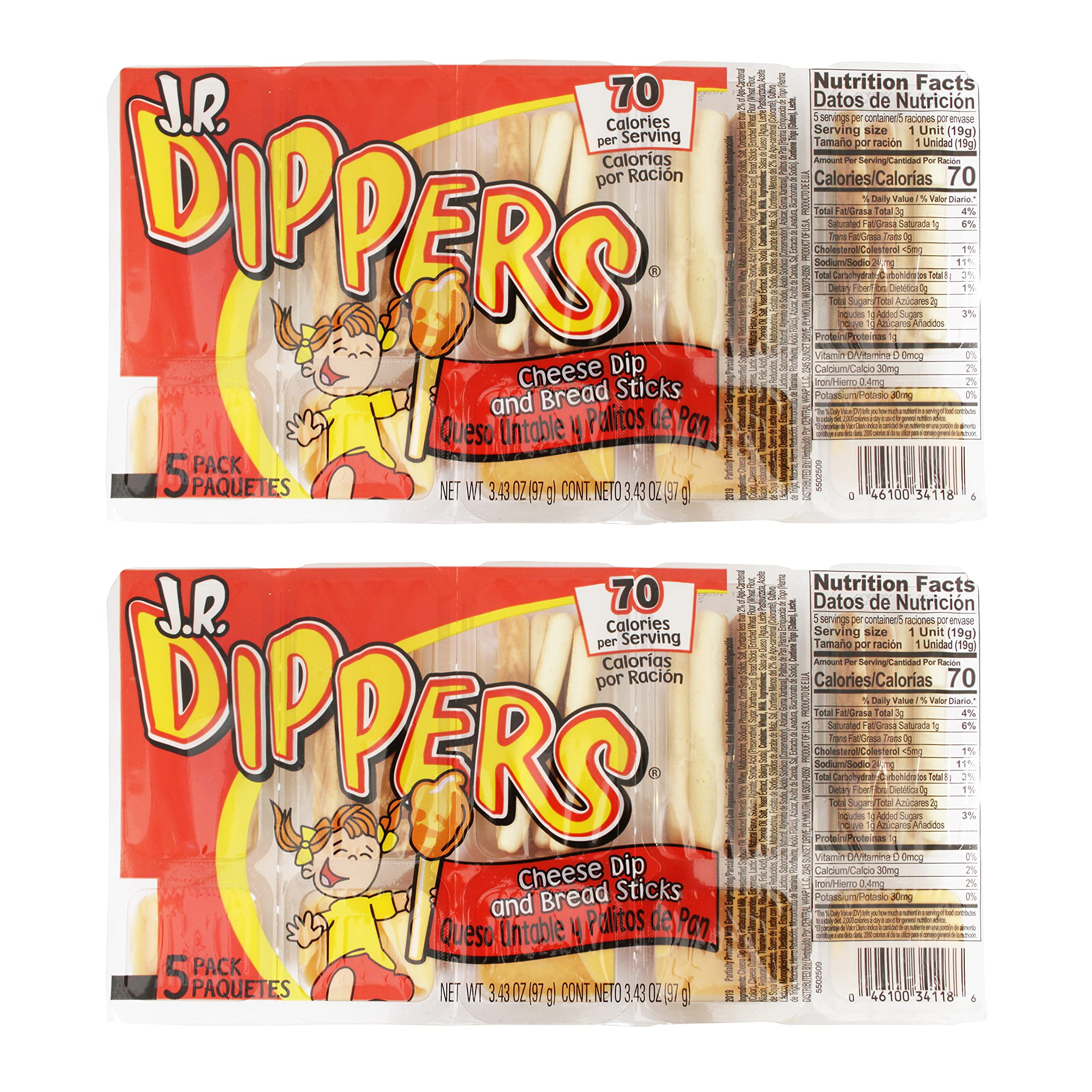 J.R. Dippers Cheese Dip STF9 & Bread Sticks Snacks (2 Packs), 2 Pack ...