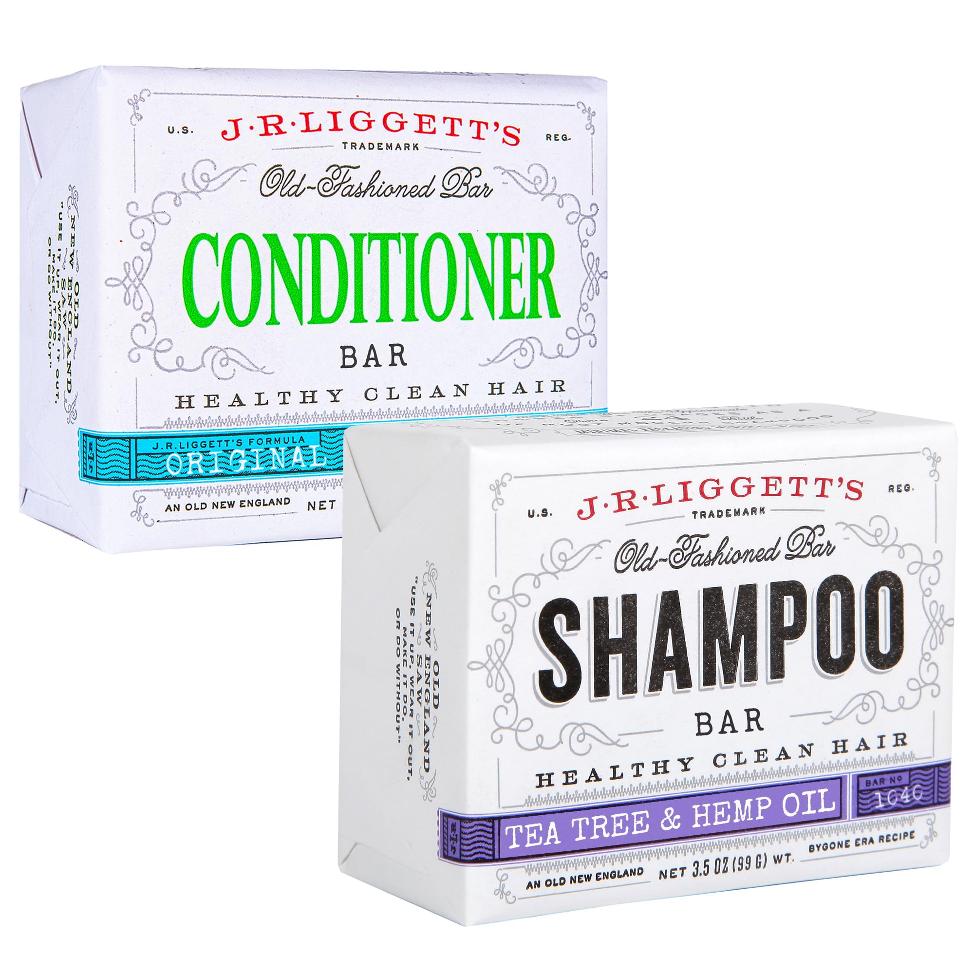 J.R.LIGGETT’S Tea Tree & Hemp Oil Shampoo & Conditioner Bars - 2-pack ...