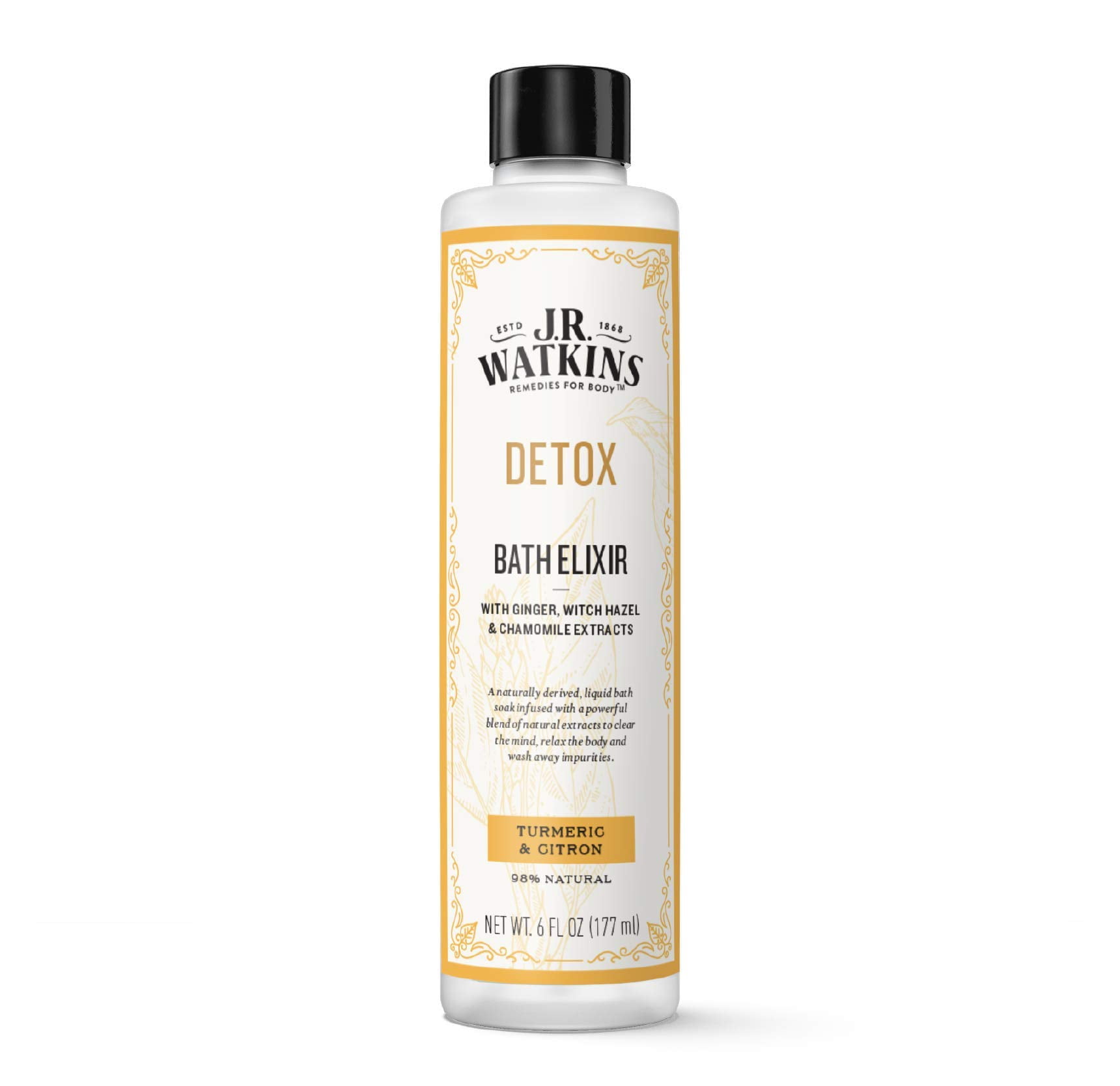 J.R. Watkins Detox Bath Elixir, Turmeric & Citron Bath Soak, 6 oz ...