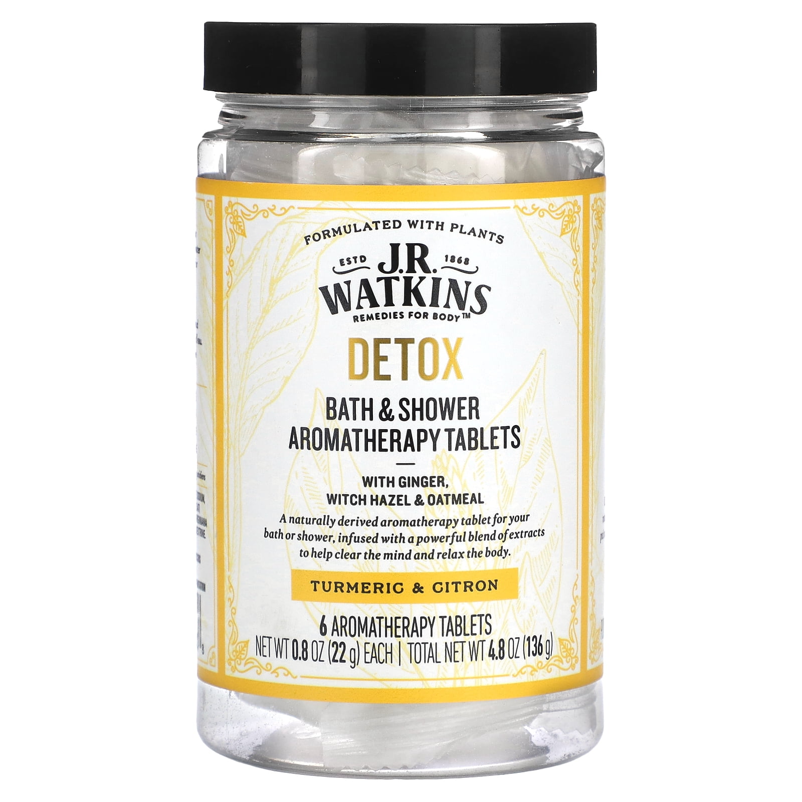 J.R. Watkins Detox Bath & Shower Aromatherapy Tablets, Turmeric ...