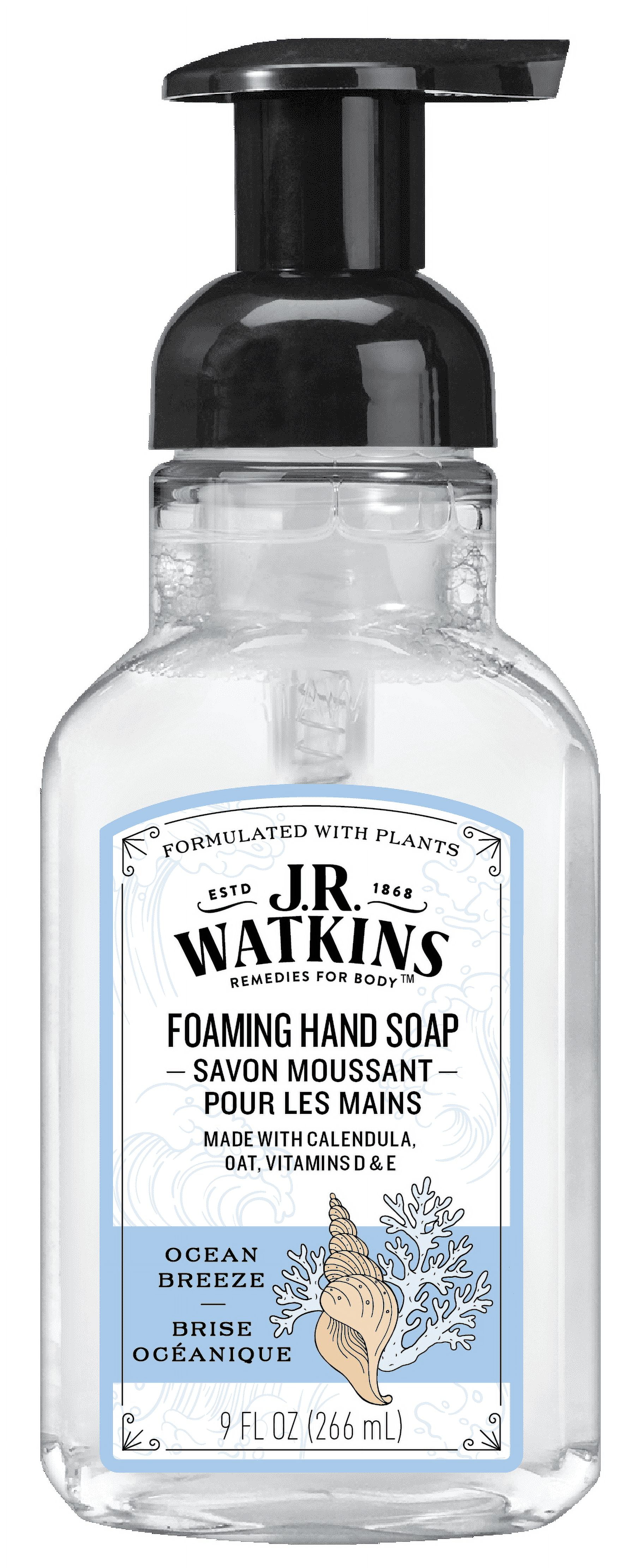 (3 pack) J.R. Watkins Foaming Hand Soap, Ocean Breeze, Fresh Scent, 9 ...