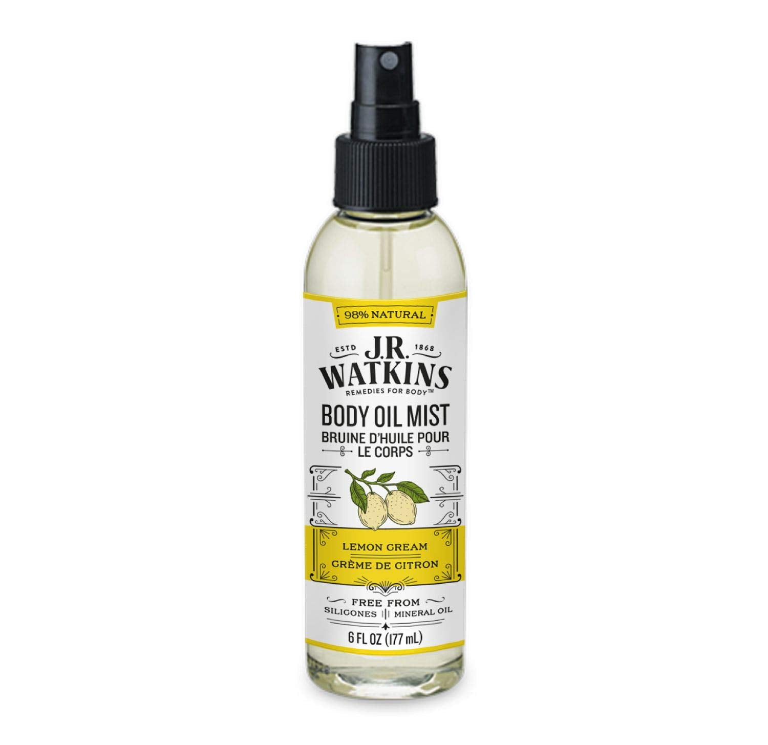 J.R. Watkins Natural Hydrating MSF2 Body Oil Mist, Lemon Cream ...