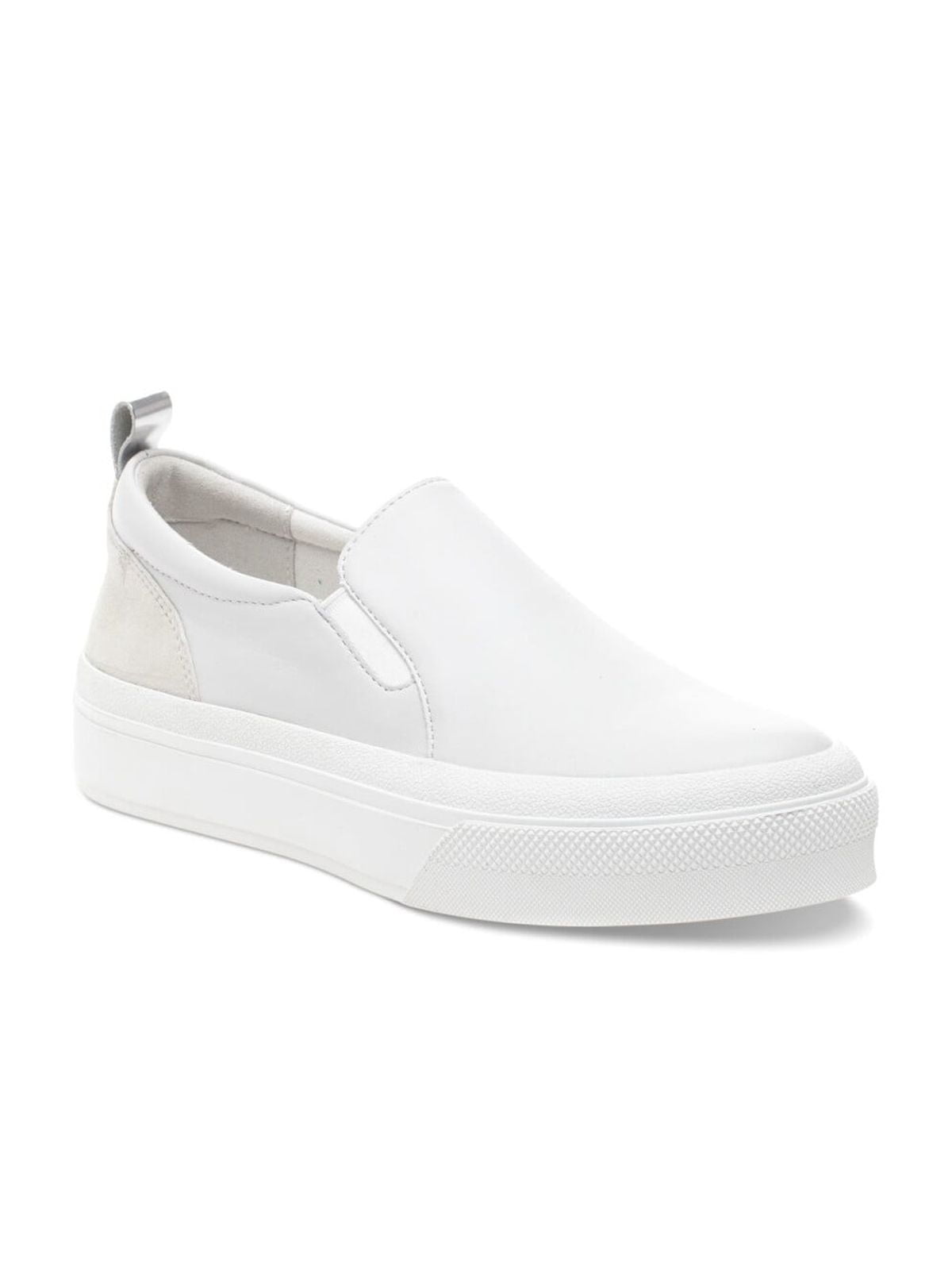 J SLIDES Womens White Mixed Media Goring Heel Pull-Tab Removable Insole ...