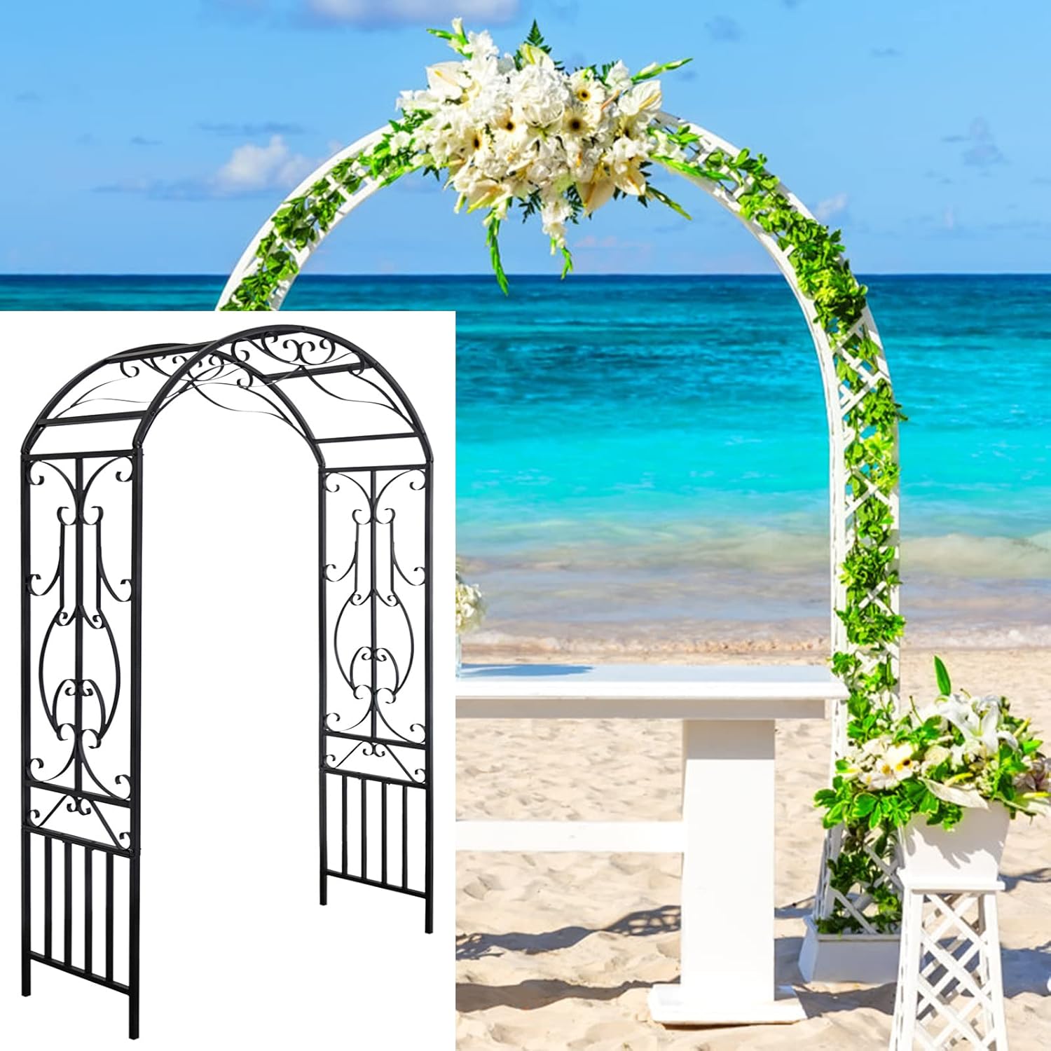 J-Sun-7 Garden Arch Trellis Arbor - Metal Garden Arbor Garden Trellis ...