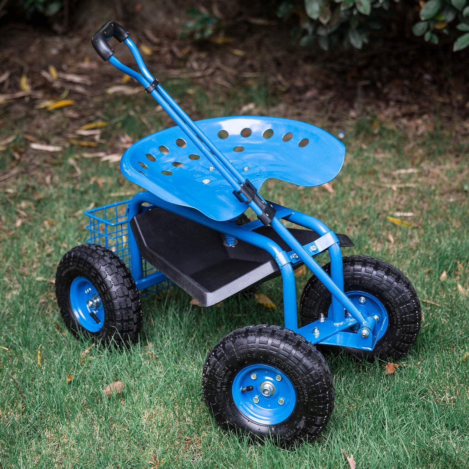 J-Sun-7 Garden Cart with Seat - Rolling Garden Scooter, Steel Stool ...