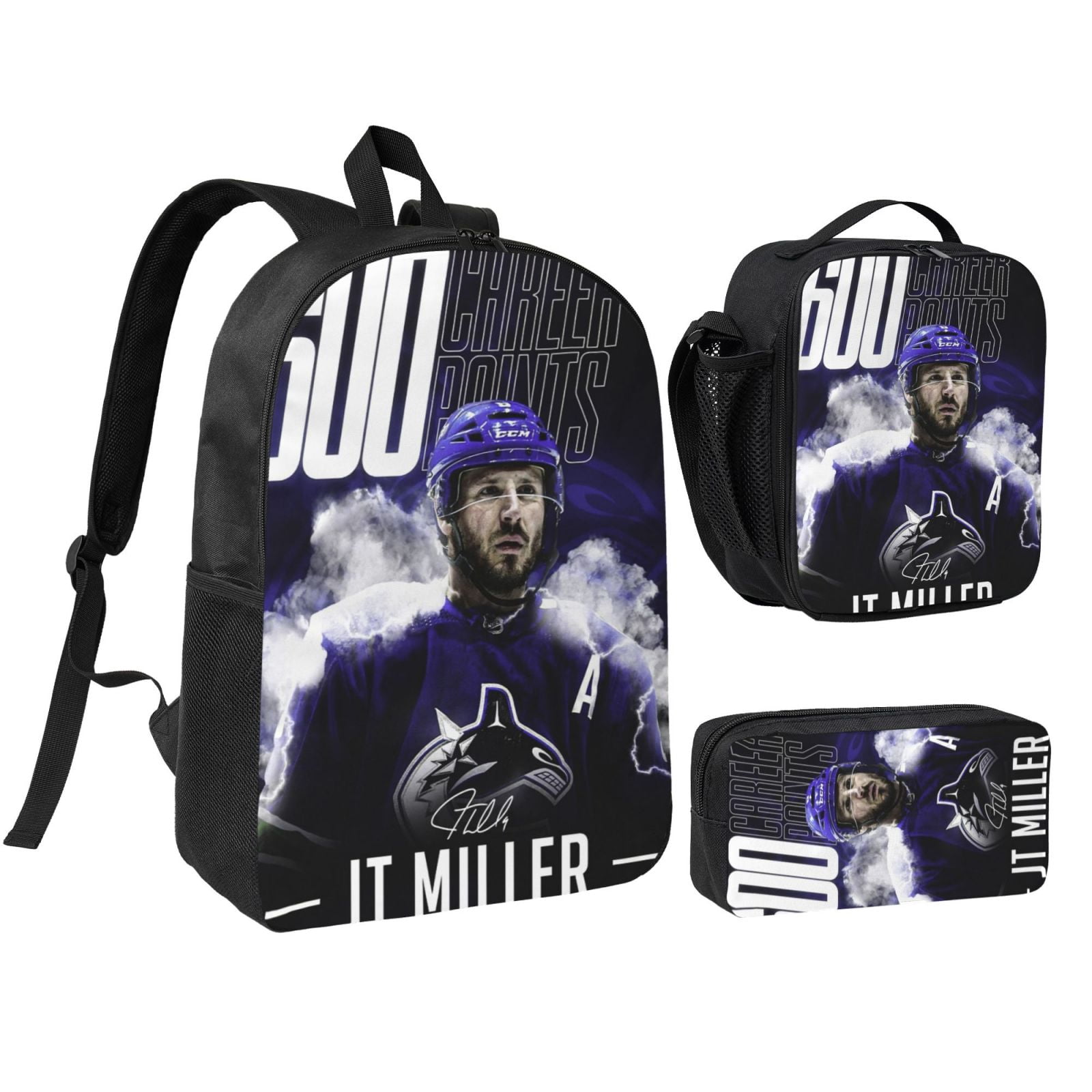 J.T. Miller 3-Piece Set Backpack Lunch Bag And Pencil Case, Water ...