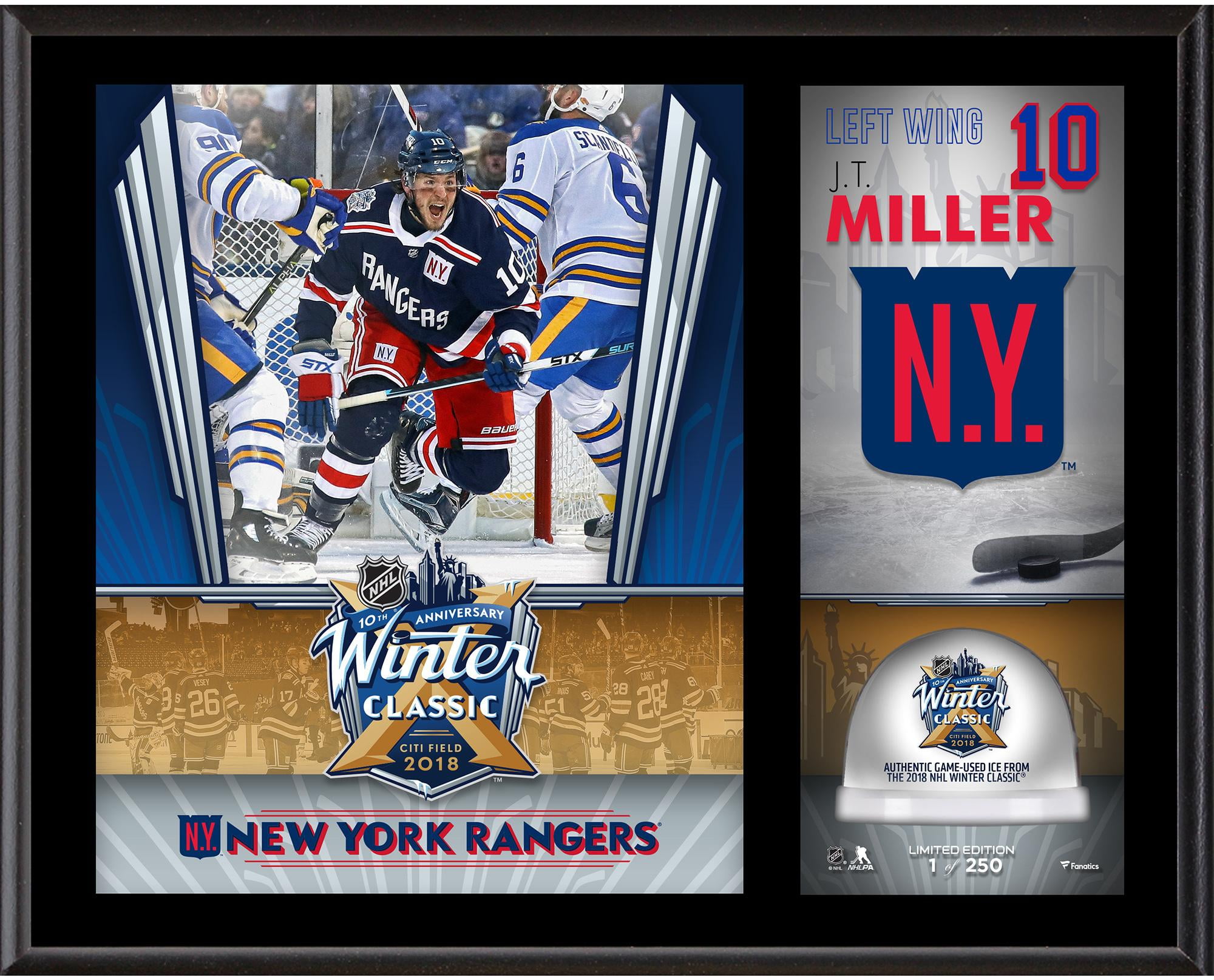 J.T. Miller New York Rangers 12" x 15" 2018 Winter Classic Sublimated ...