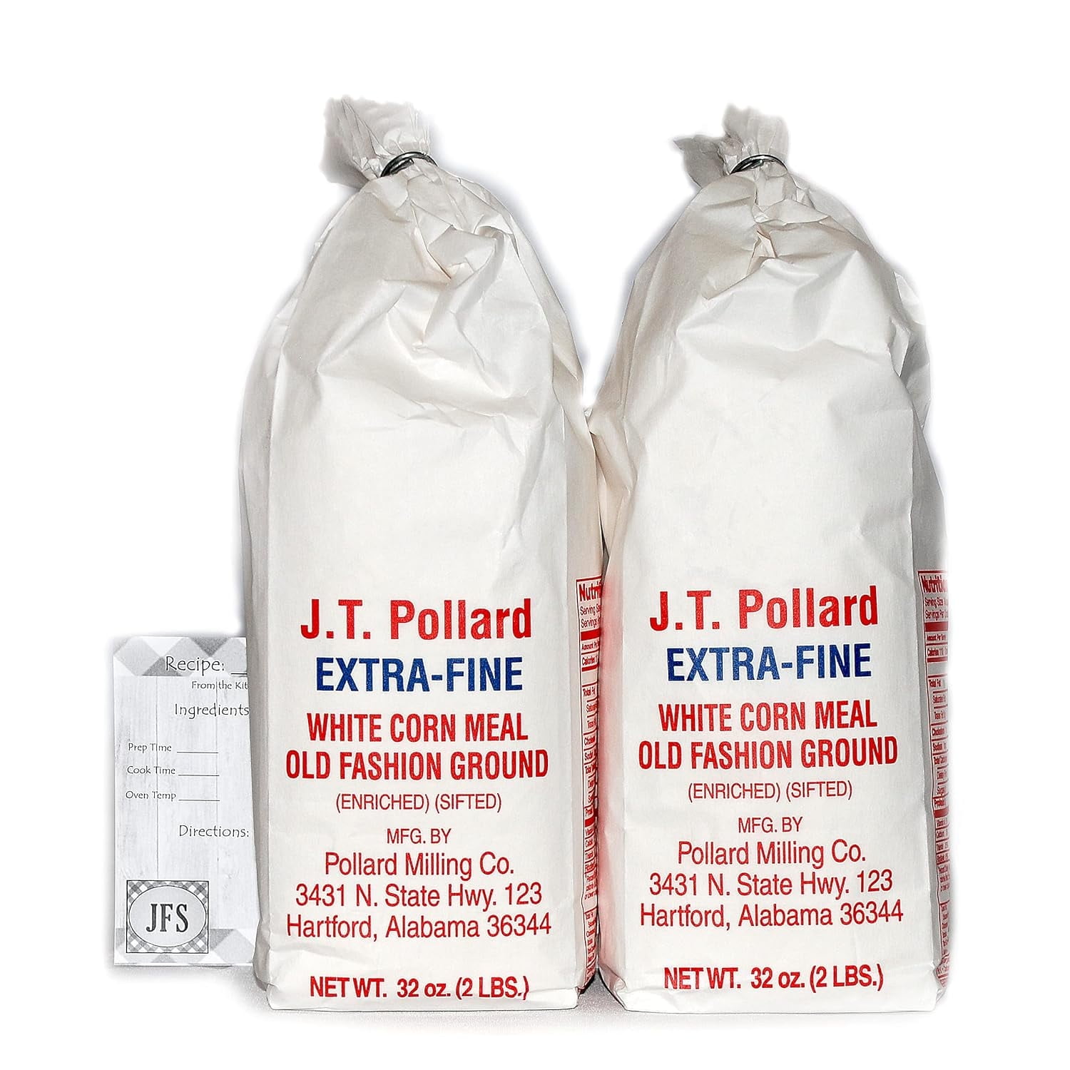 J.T. Pollard's Extra Fine Cornmeal, 2 Pack, 2 Lb Each, Bundles with JFS ...