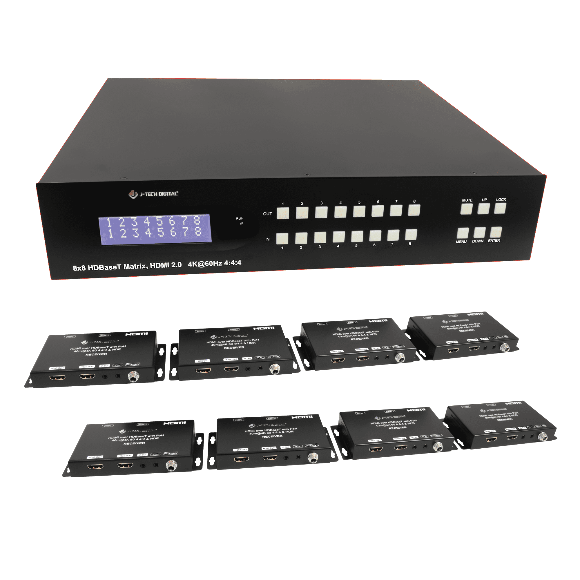 J-Tech Digital HDMI 8×16 Matrix Extender Switcher HDBaseT 4K 60Hz YUV 4 ...