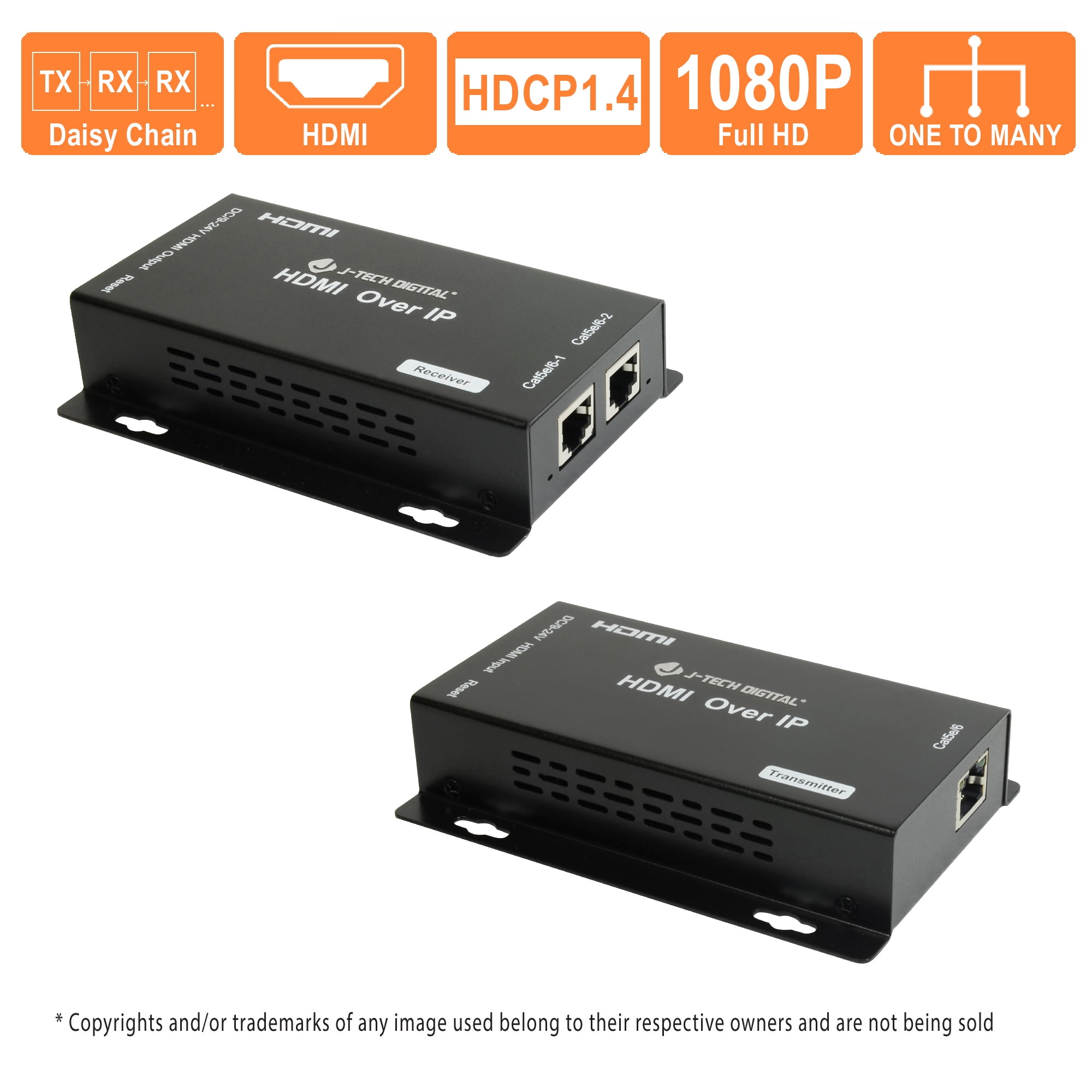 J-Tech Digital HDMI Extender Over Cat 5e/Cat6 Cable Daisy Chain Cascade ...