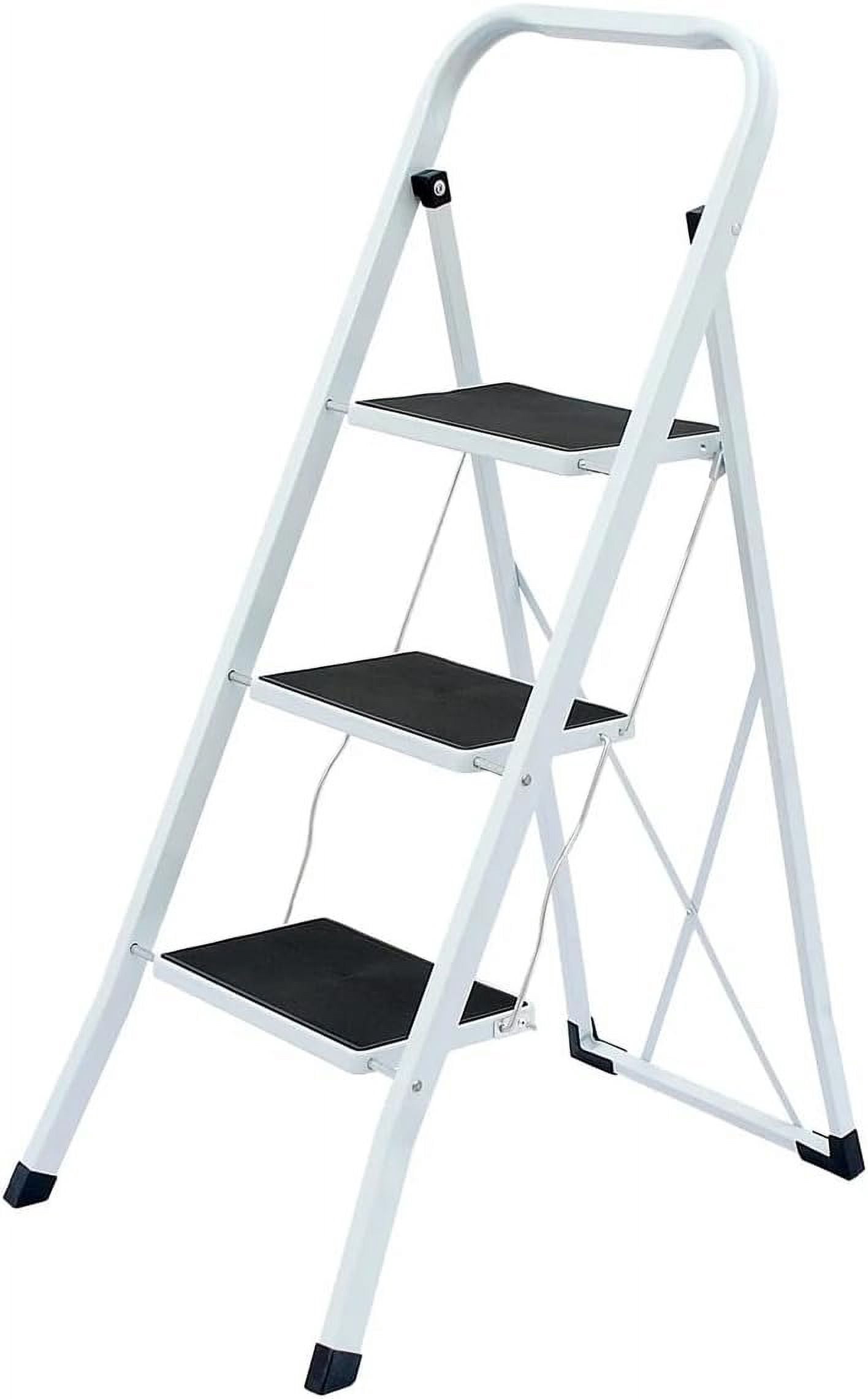 J&V TEXTILES 3 Step Ladder, Lightweight Folding Step Stools for Adults ...