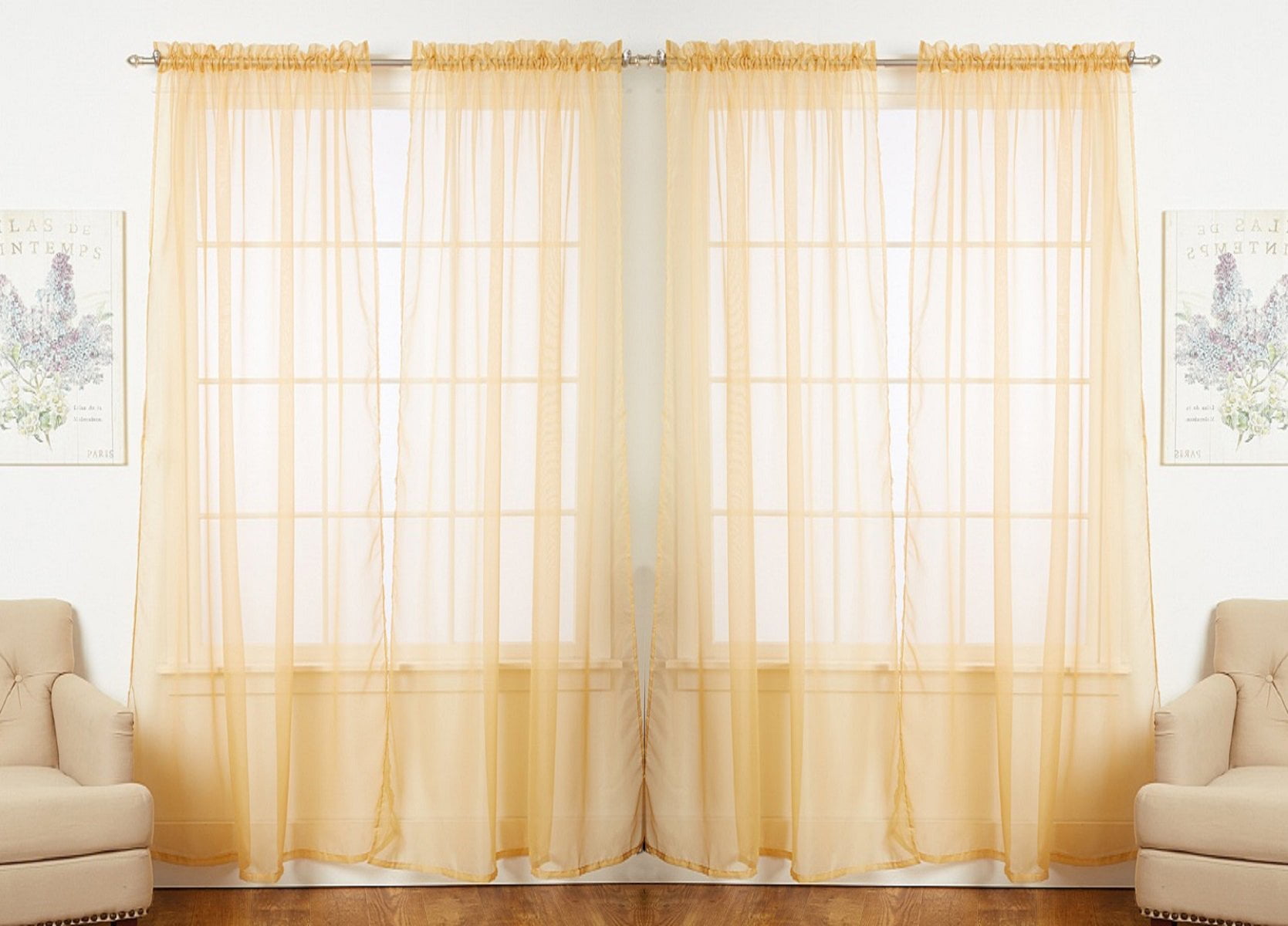 J&V TEXTILES 4-Pieces Sheer Solid Sheer Window Curtains 84 - Window ...