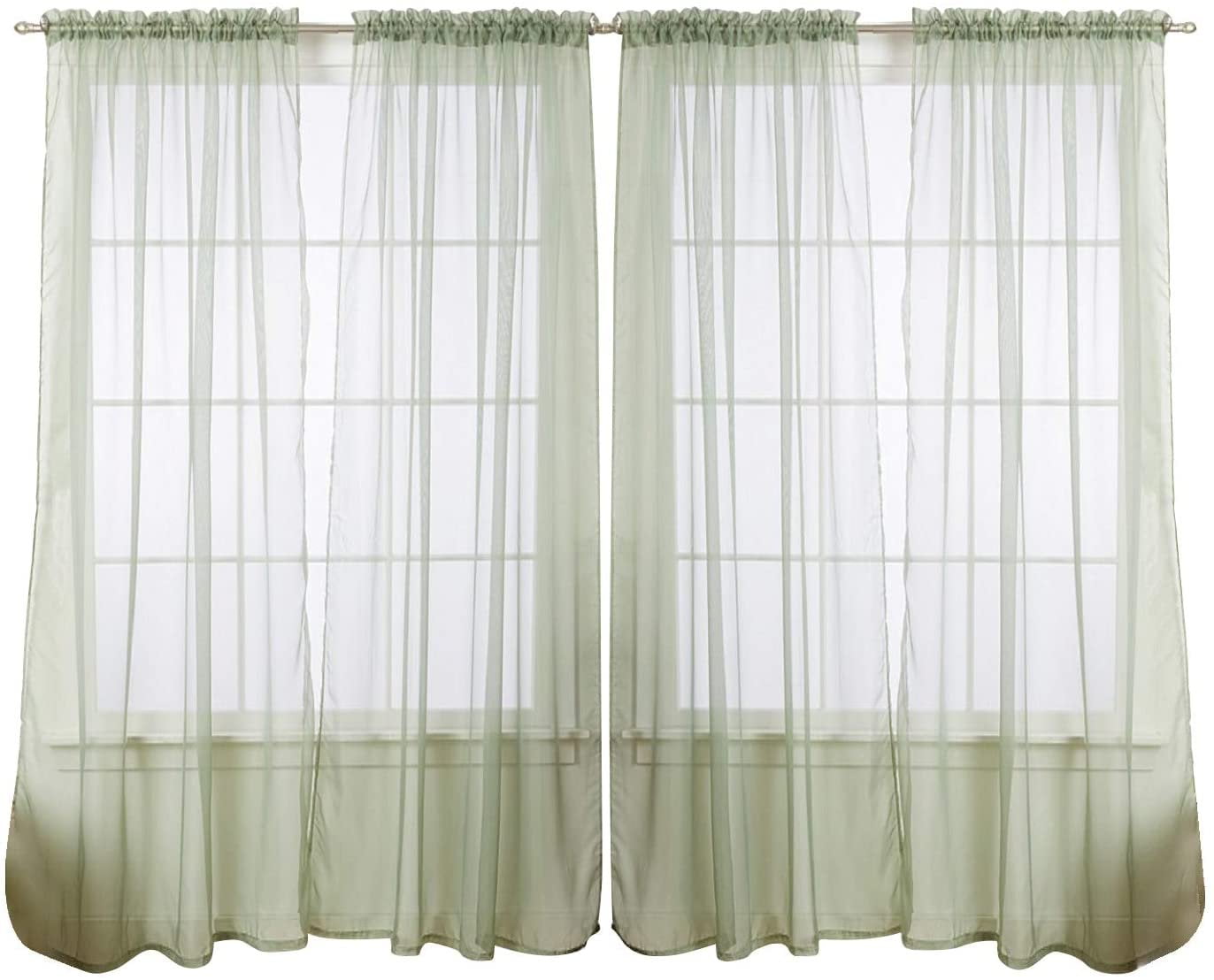 J&V TEXTILES 4-Pieces Sheer Solid Sheer Window Curtains 84 - Window ...