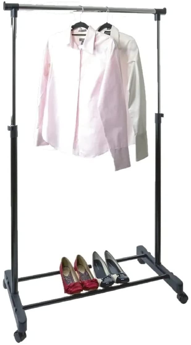 J&V TEXTILES Double Rod Clothing Garment Rack, Rolling Clothes ...