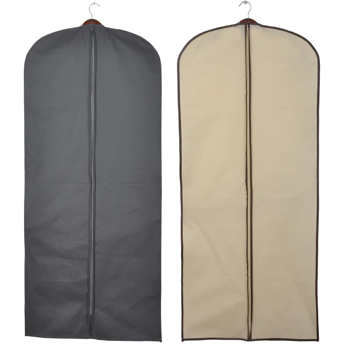J&V TEXTILES Garment Bags for Clothes Storage, 6 Pack, Black and Beige ...