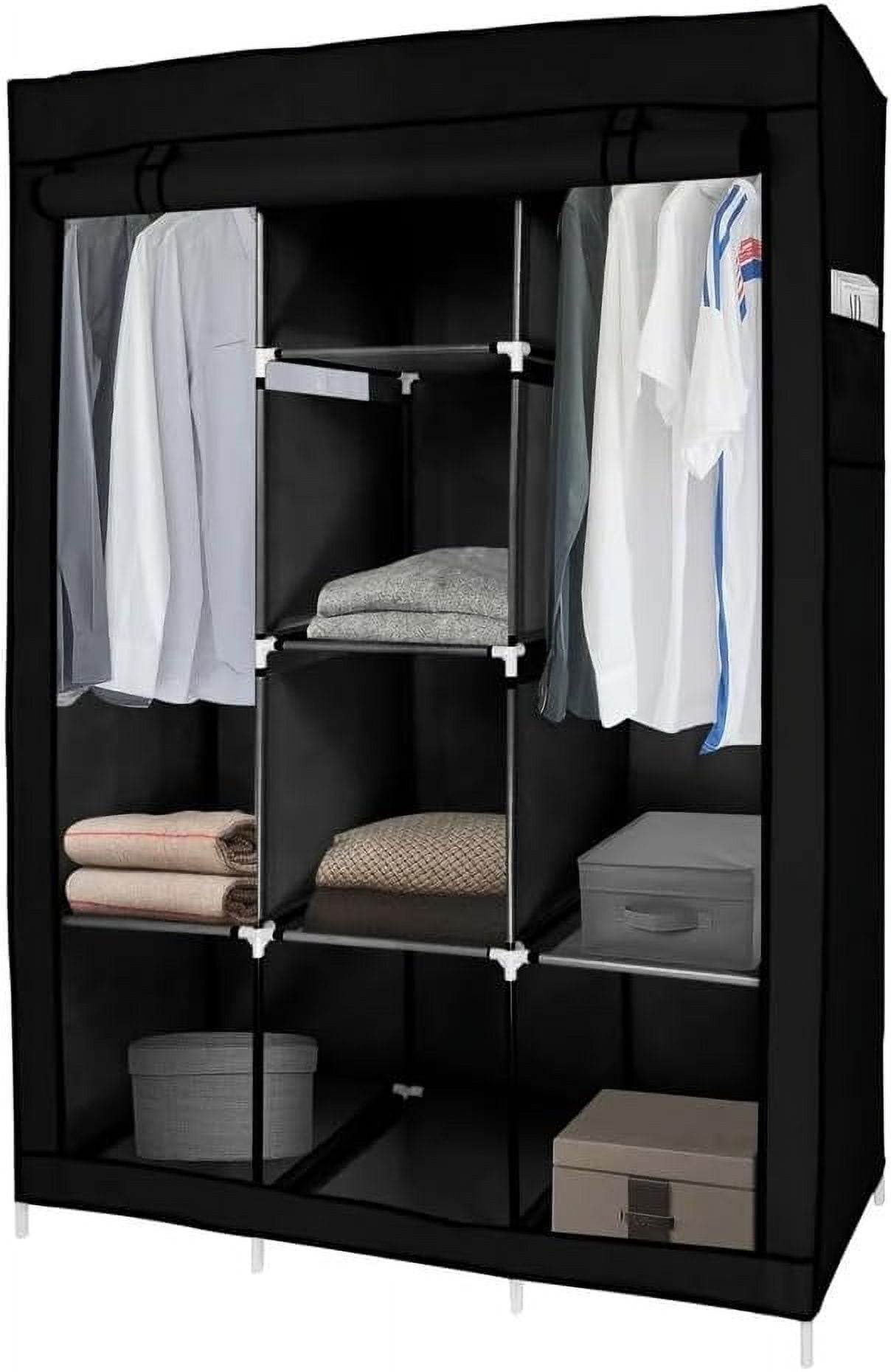 J&V TEXTILES Portable Closet Wardrobe Closet for Hanging Clothes with 8 ...