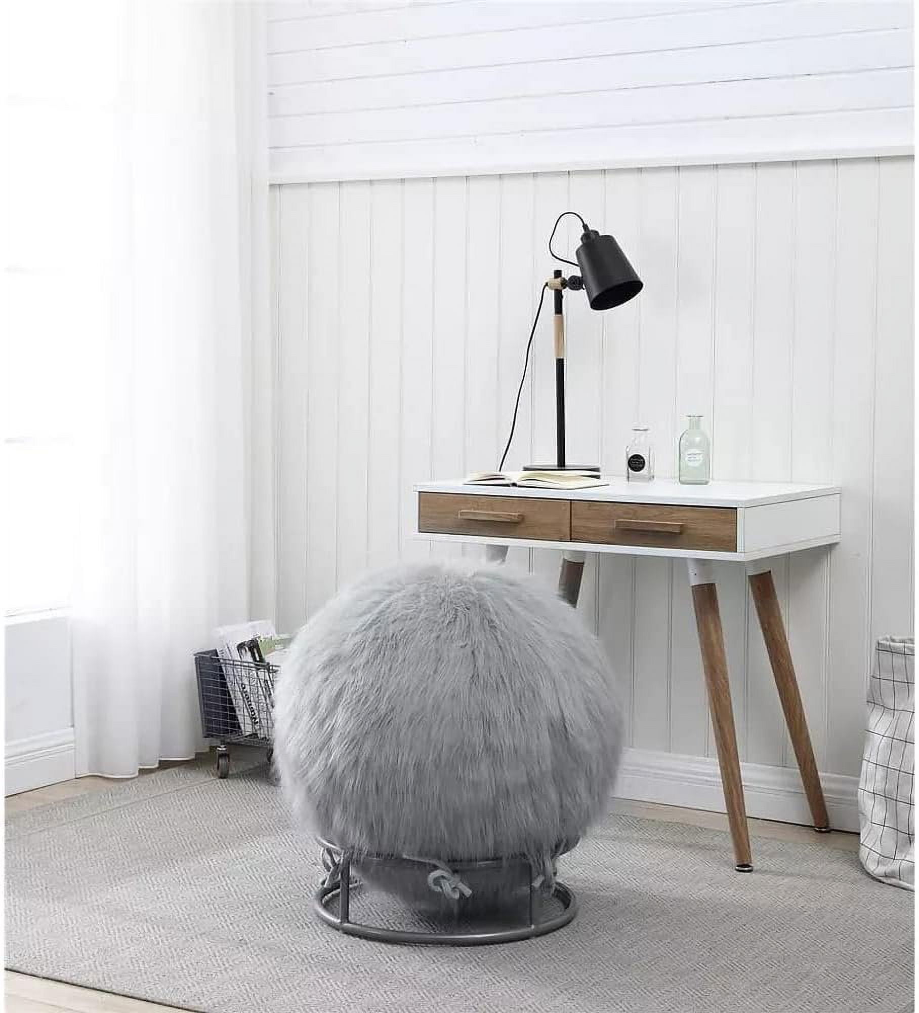 J&V TEXTILES Posture Fuzzy Exercise Yoga Ball Chair Set Gray - Walmart.com