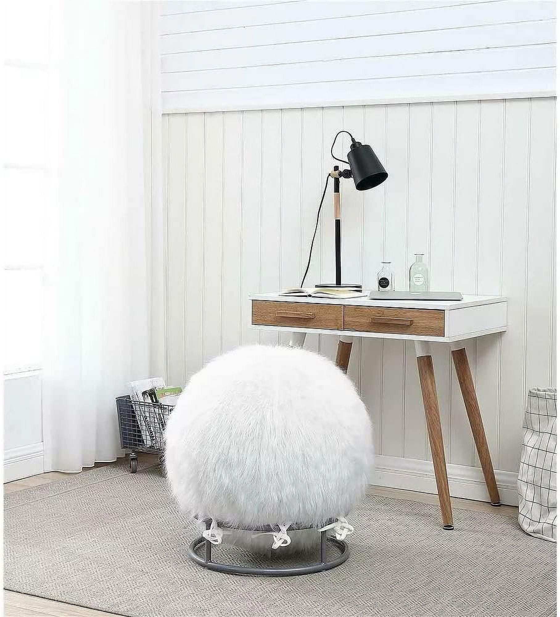 J&V TEXTILES Posture Fuzzy Exercise Yoga Ball Chair Set Ivory - Walmart.com