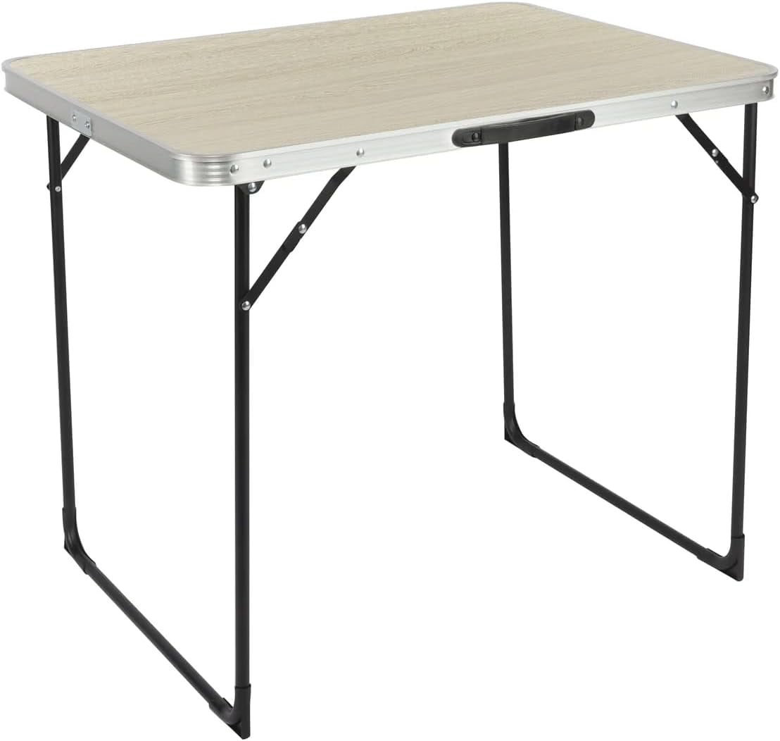 J&V TEXTILES Rectangle Portable Folding Table with Handle (Driftwood, 2 ...