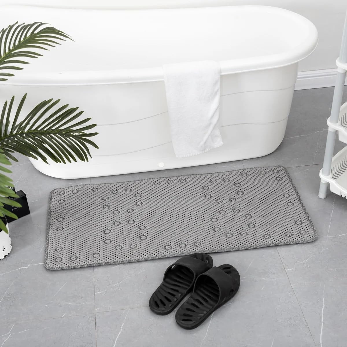 J&V TEXTILES Shower and Bathtub Mat, 36x17, Long Double Foam Bath Tub ...