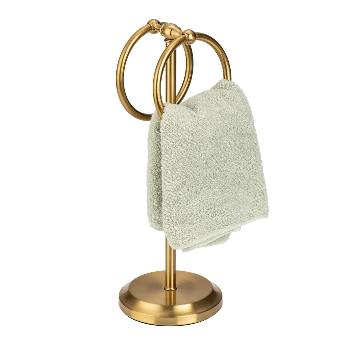 J&V TEXTILES Steel Towel Rack Holder Stand with 2 Hanging Rings for ...
