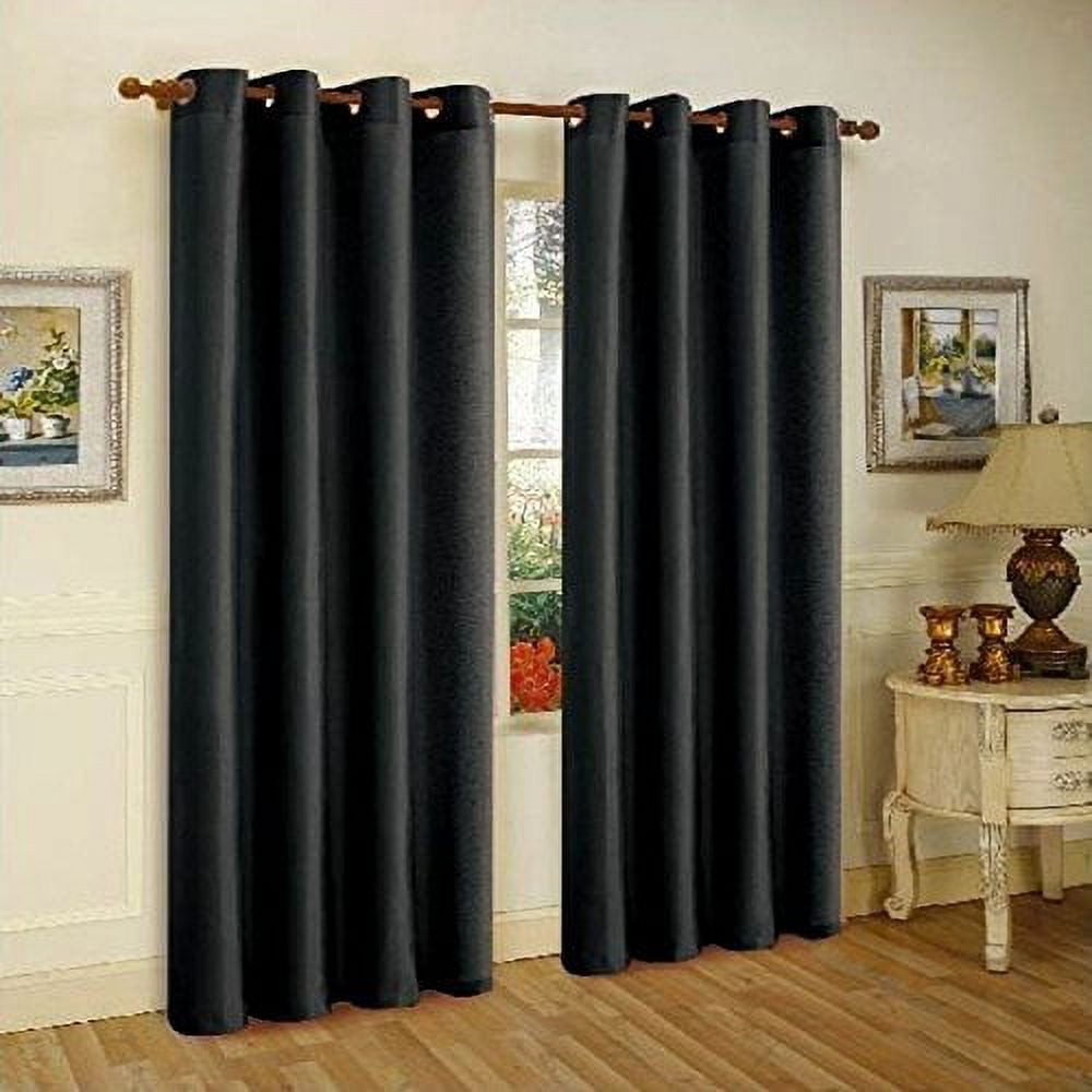 J&V Textiles Curtain Set with Two Curtain Panels and Hanging Grommets ...