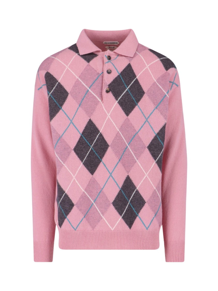 J. W. Anderson Pink Geometric Knit Classic Collar Sweater (Men's ...