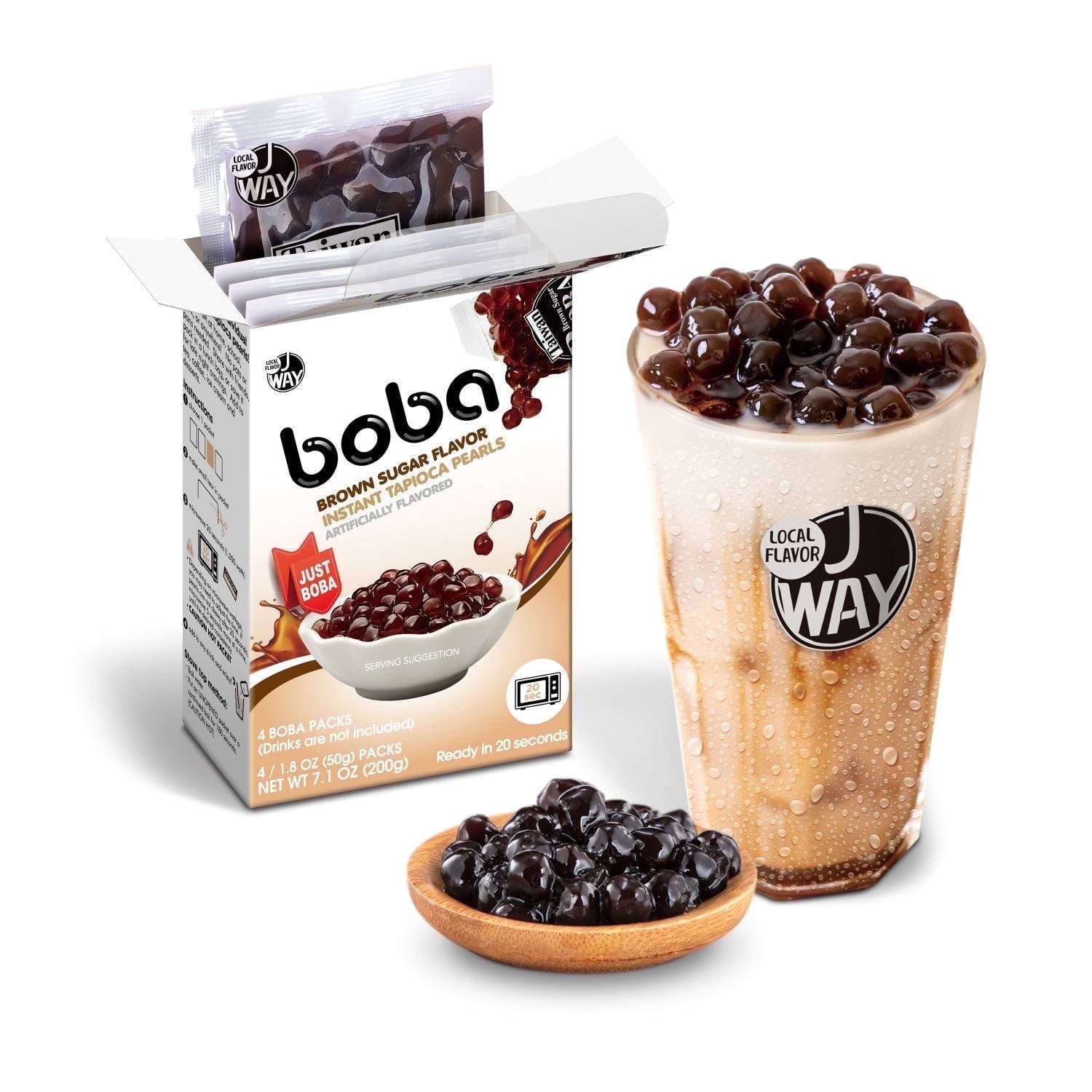 J WAY Brown Sugar Flavored Instant Tapioca Boba Pearls for Milk Tea ...