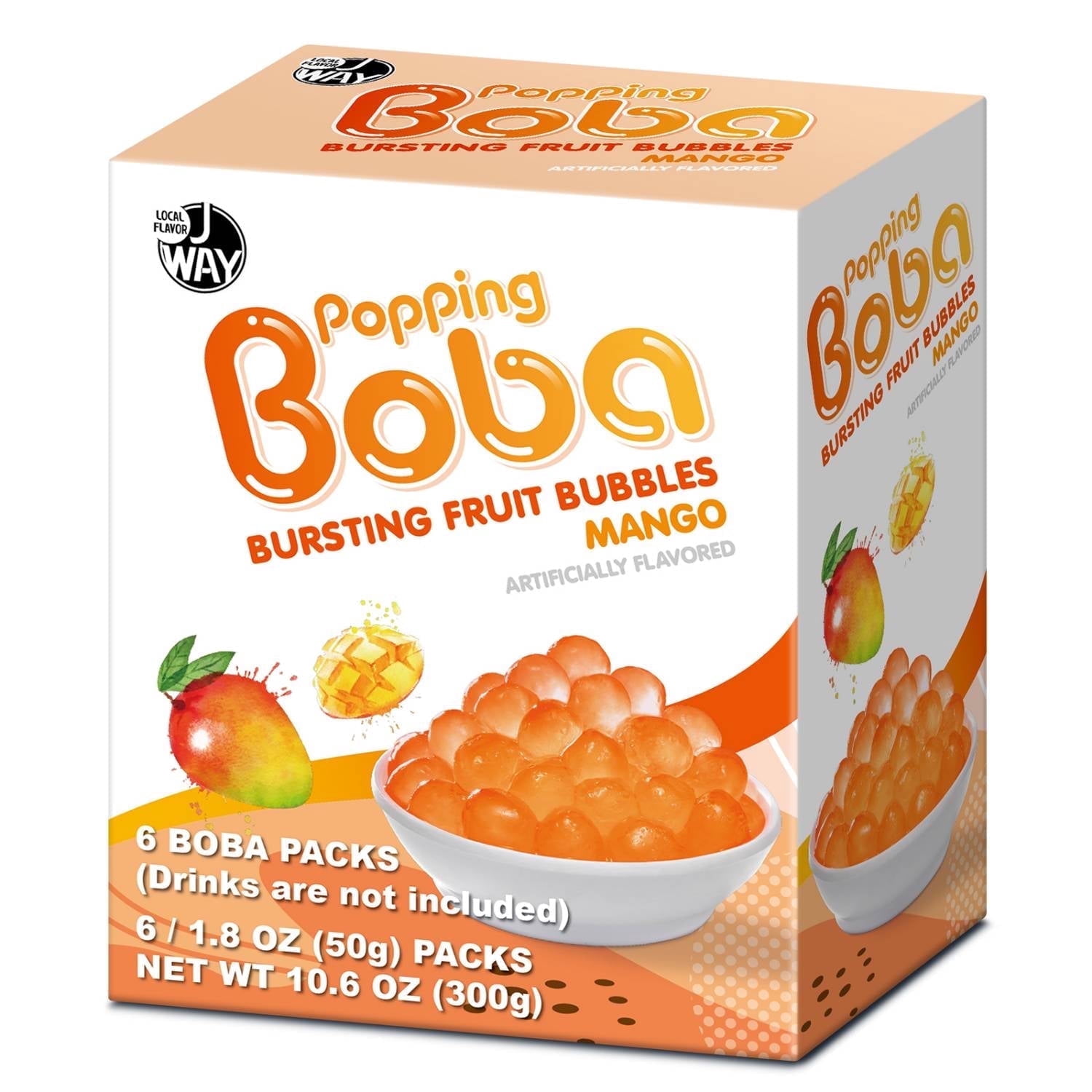 J WAY Bursting Popping Mango Boba Pearls, Non-Dairy, Fat-Free Tapioca ...