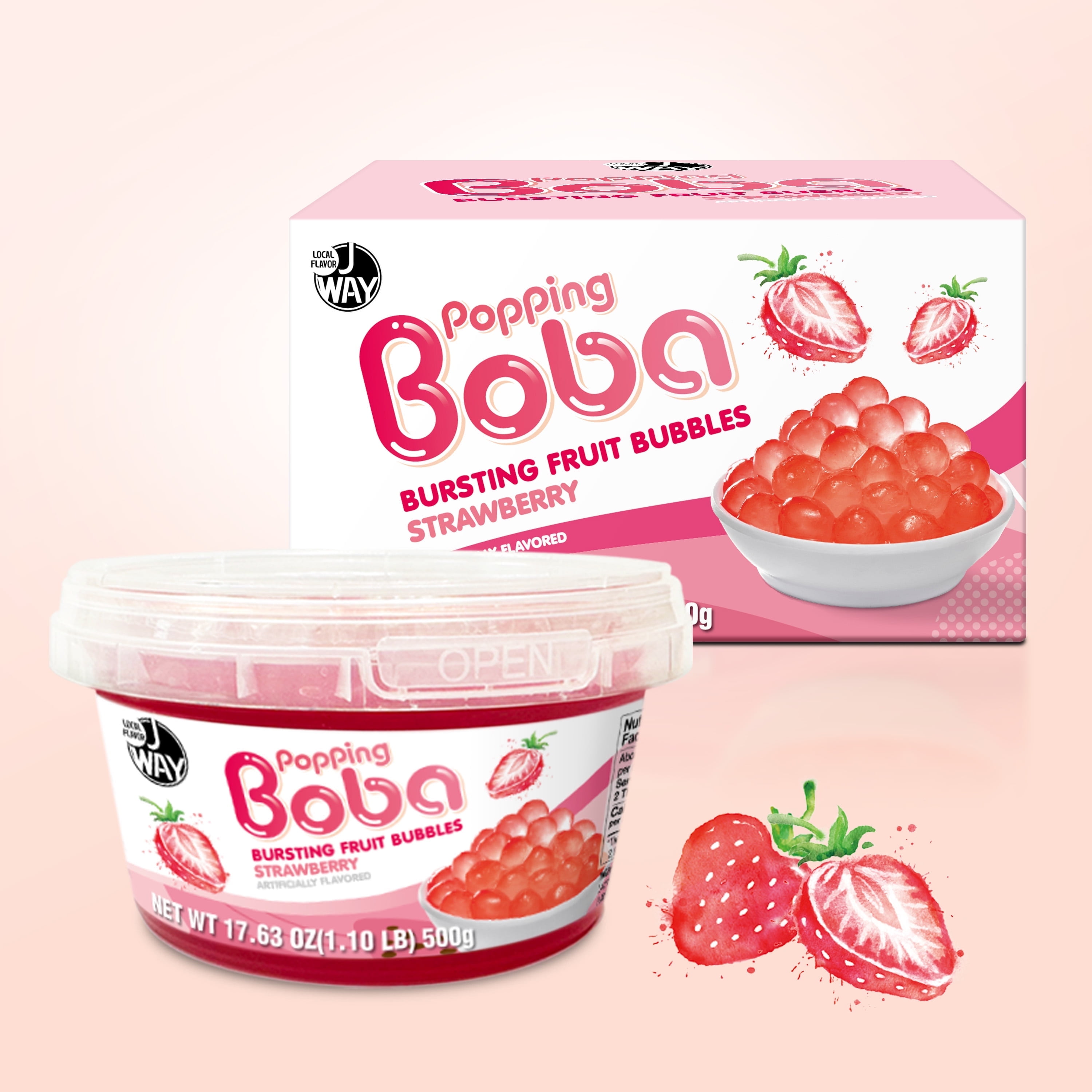 J WAY Bursting Popping Strawberry Boba Pearls, 6 Pack, 1.8oz - Walmart.com