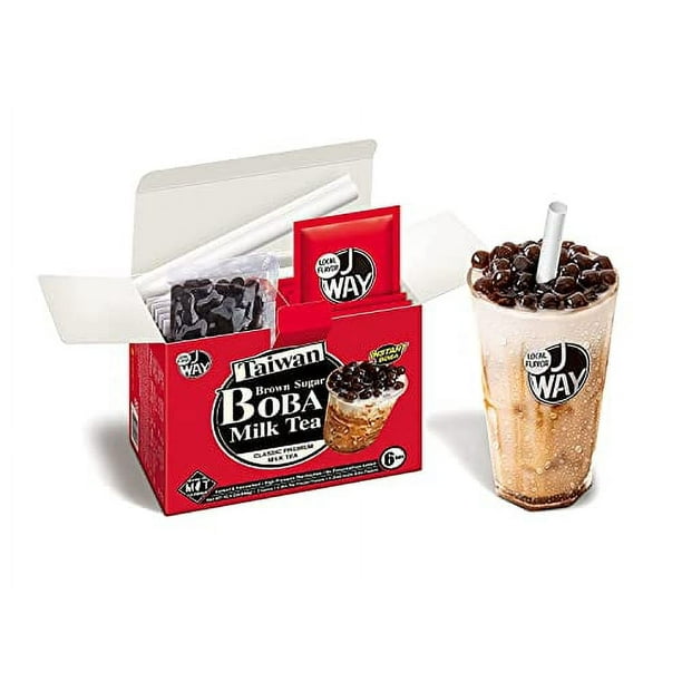 J WAY Instant Boba Bubble Pearl (Classic Milk Tea with Brown Sugar Boba, 6 Servings) - Walmart ...