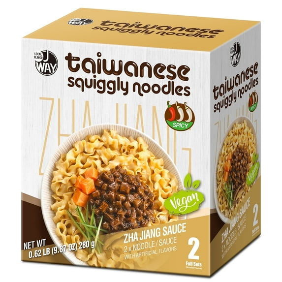 J WAY Instant Squiggly Noodles with Zha Jiang Sauce Pack of 2 Vegan ...