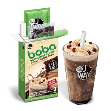 J Way Instant Boba Milk Tea Set, Classic Bubble Tea Kit, 3 Drinks ...