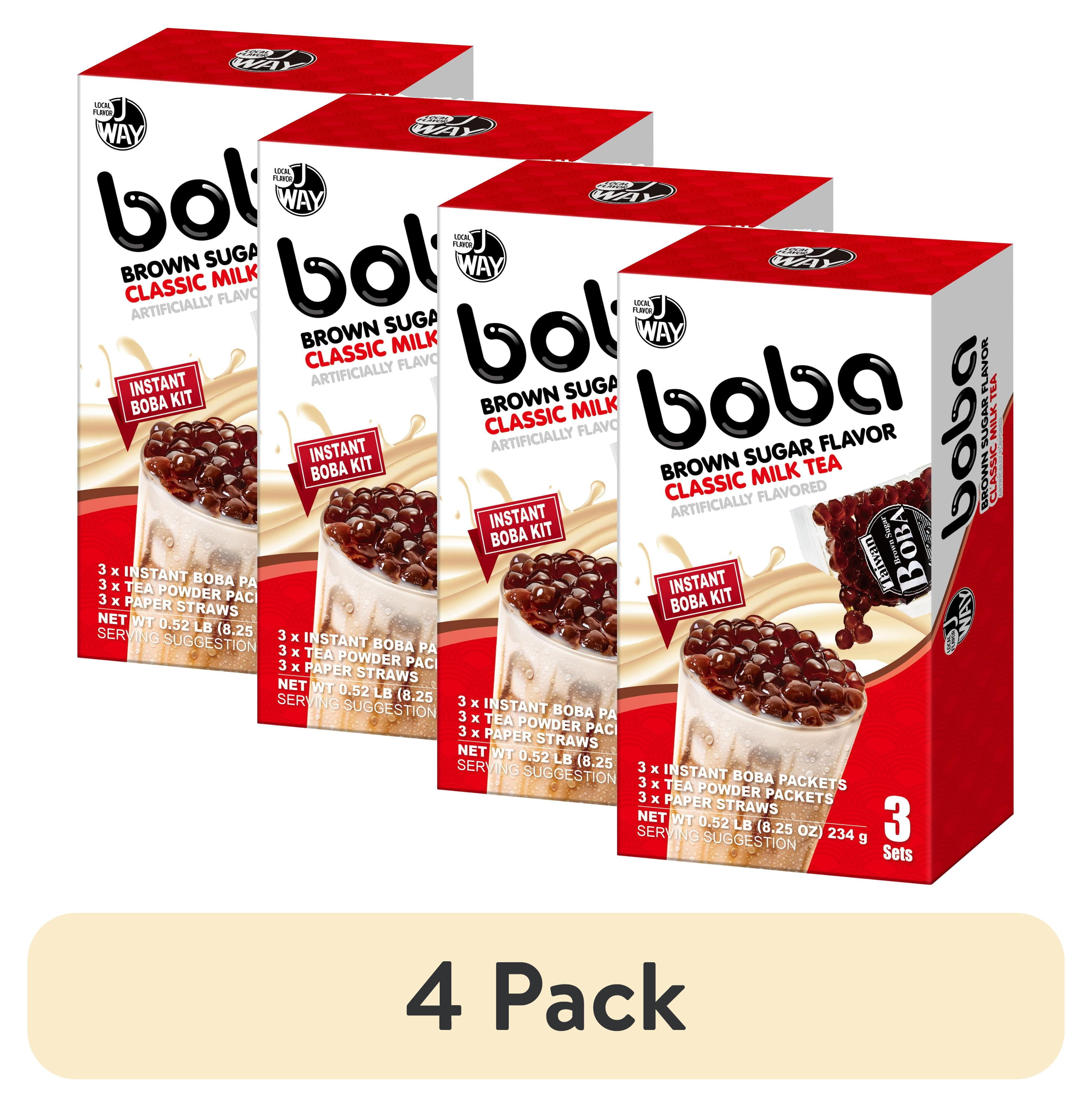 (4 pack) J Way Instant Boba Milk Tea Set, Classic Bubble Tea Kit, 3 ...