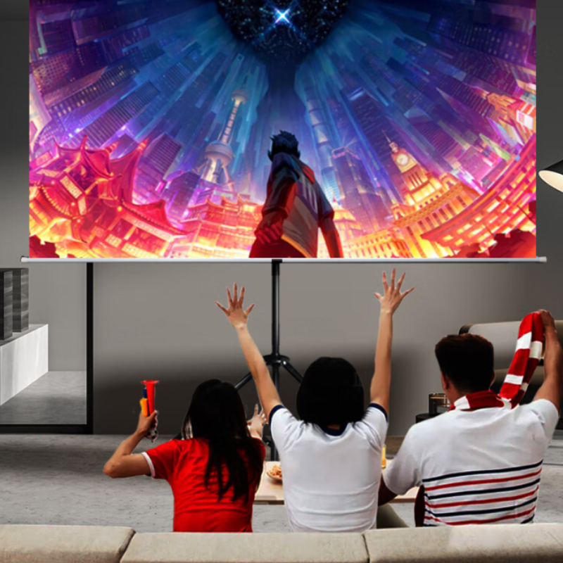 J.ZAO 100'' Projector Screen Projection Screen Manual Pull Down HD ...