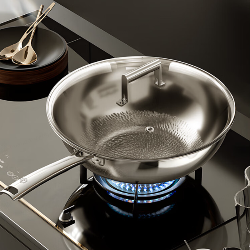 J.ZAO 12” Lightweight Frying Pan, Titanium Iron Frying Pan, Non-Stick, Wood Anti-scalding Handle ...