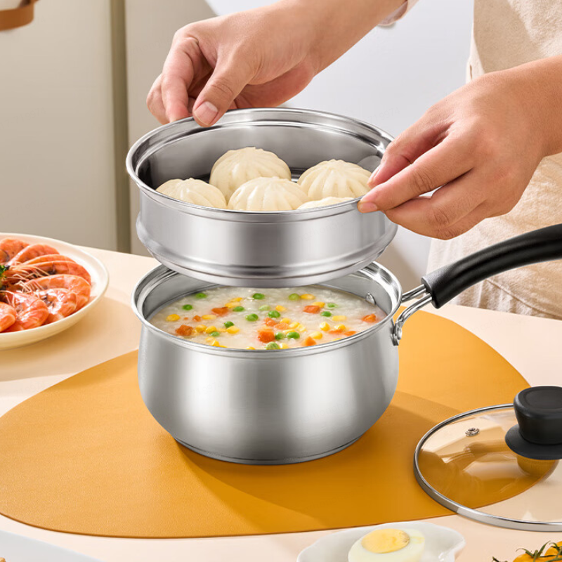 J.ZAO 304 Stainless Steel Milk Pot + Steamer Food Supplement Pot Baby ...