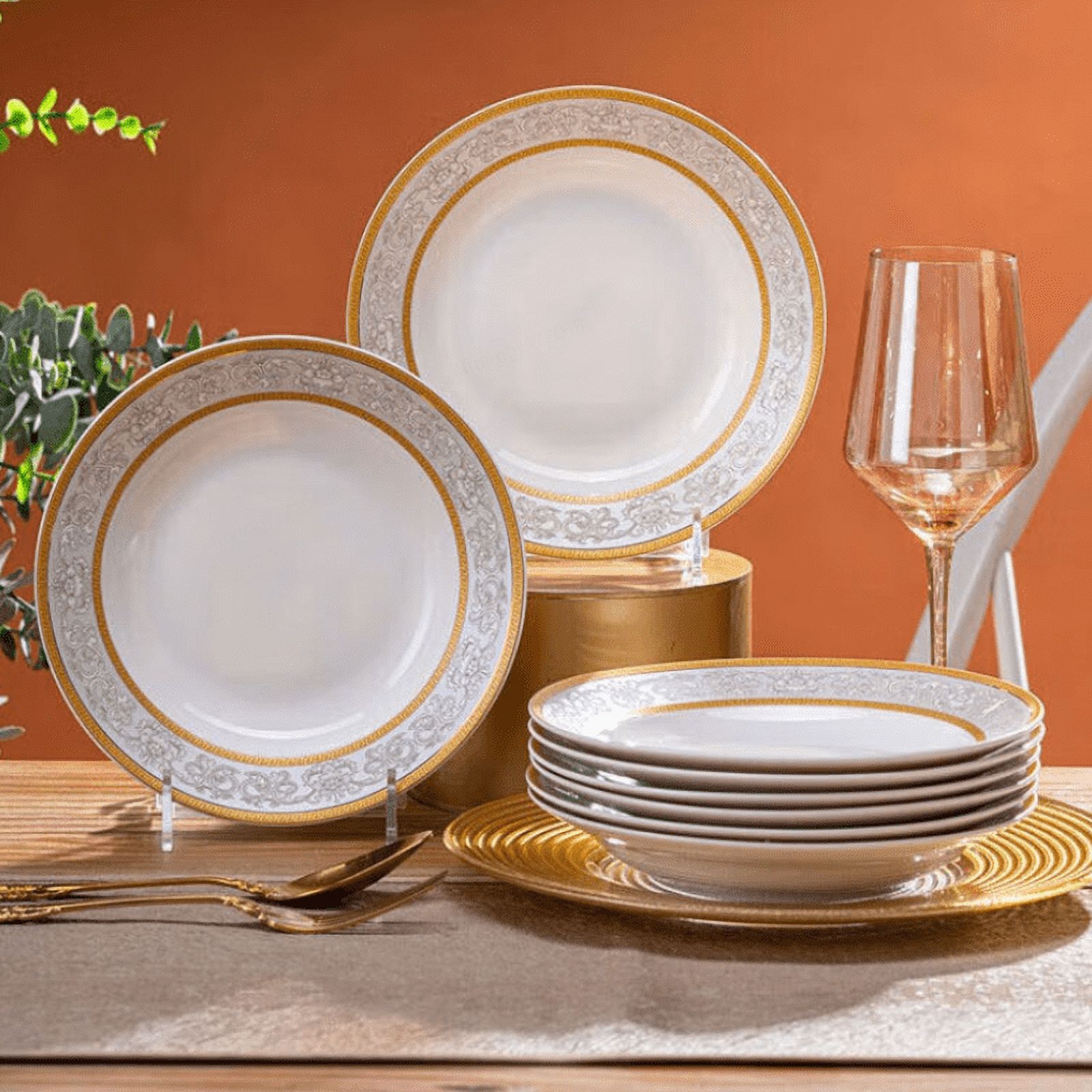 J.ZAO 38-Piece Porcelain Kitchen Dinnerware Set with Plates, Bowls and ...