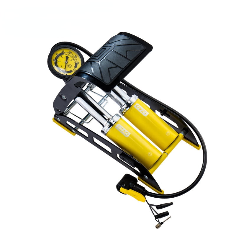 J.ZAO Double Barrel Bike Floor Foot Pump, Portable Air Pump Inflator ...