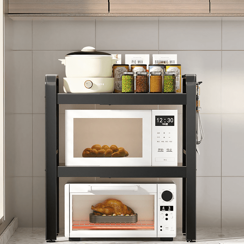 J.ZAO Extendable Microwave Oven Rack, Adjustable Microwave/Toaster Shelf Heavy Duty Stand ...