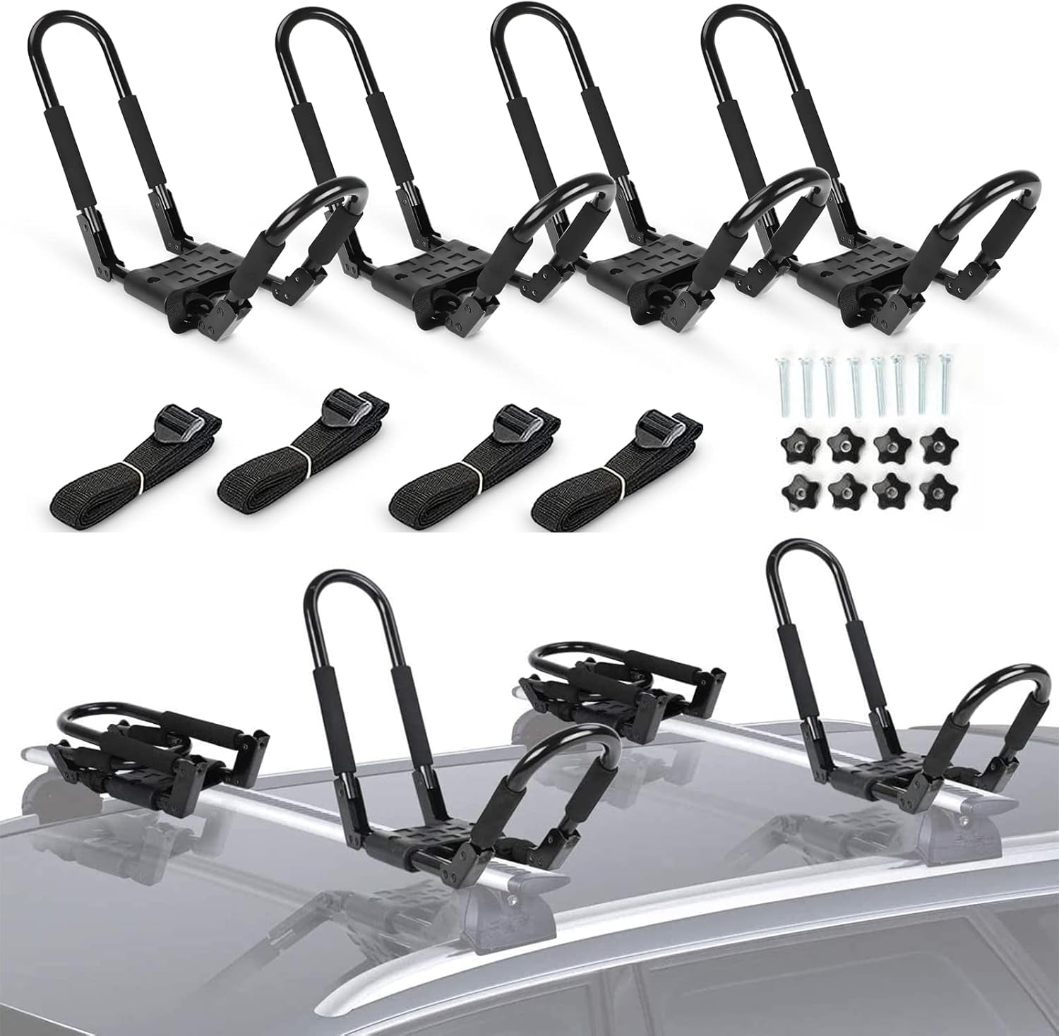 J-bar 2 Pairs Universal Folding Kayak Roof Rack Top Mount Carrier for ...