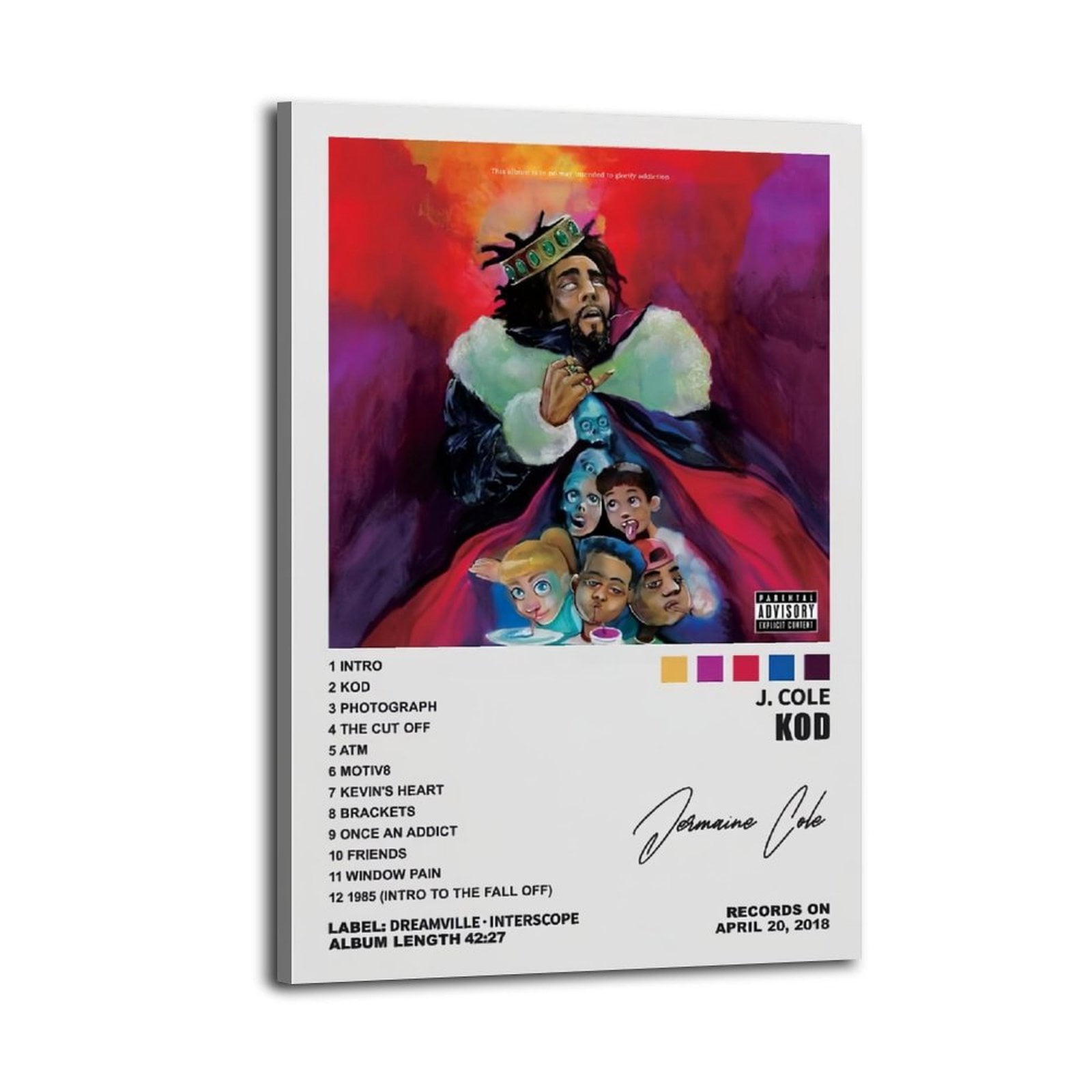 J.cole Poster Kod Album Cover Canvas Modern Poster Wall Art Prints ...