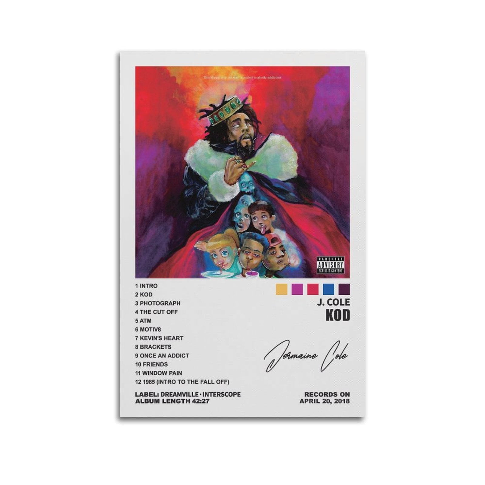 J.cole Poster Kod Album Cover Posters Anime Star Music Picture Wall Art ...