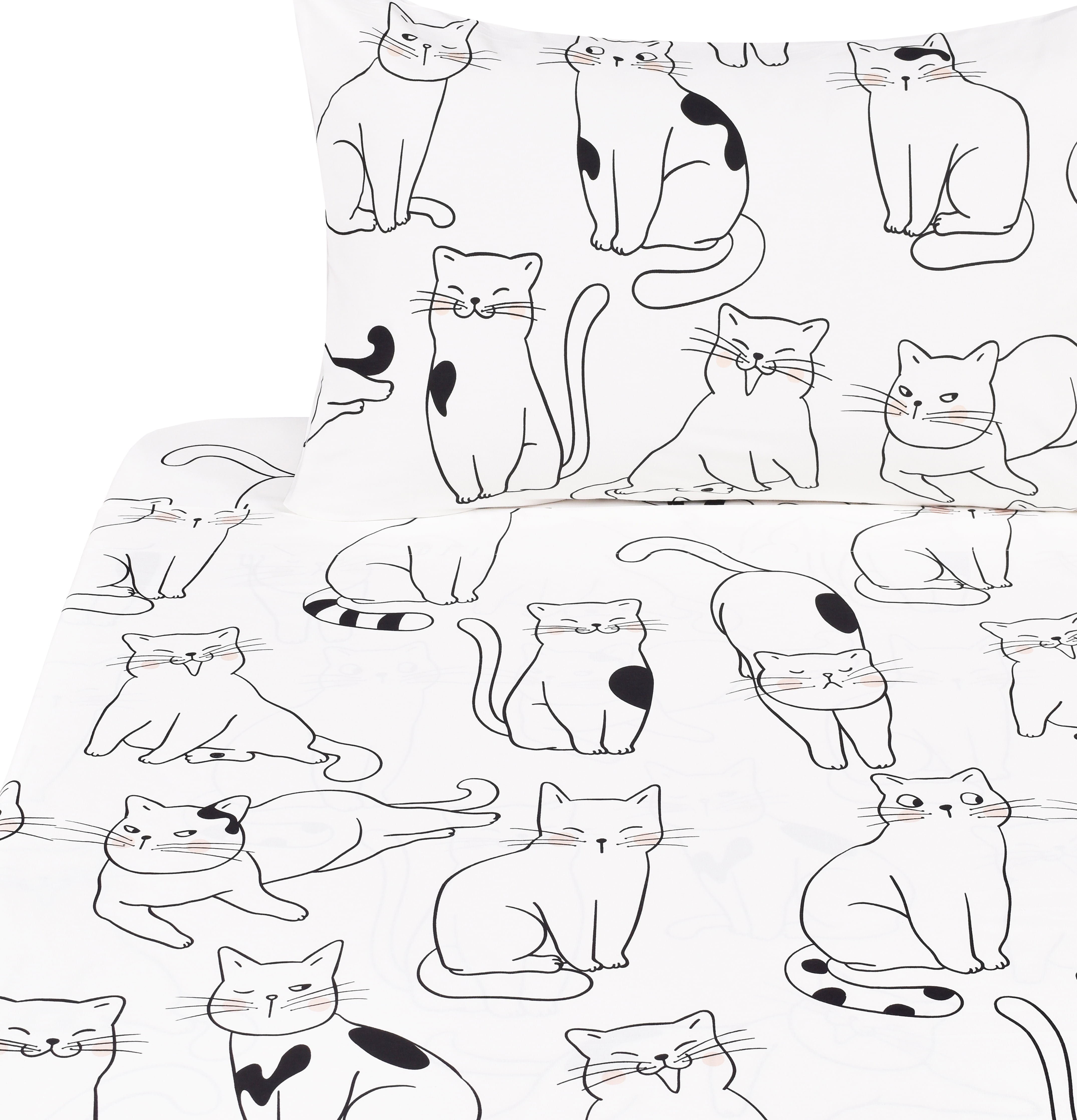 J-pinno Cat Kitty Cozy Full Sheet Set, 100% Cotton, Breathable, Durable ...