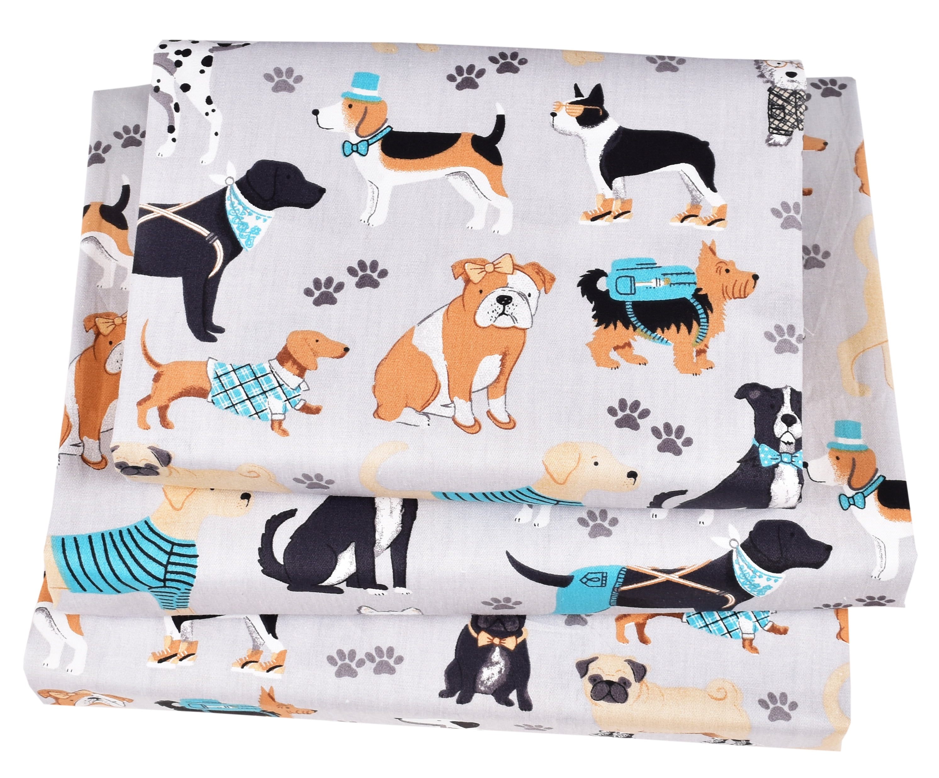 J-pinno Dogs Puppy Cute Cartoon Cozy Twin Sheet Set for Kids Girl Boys ...