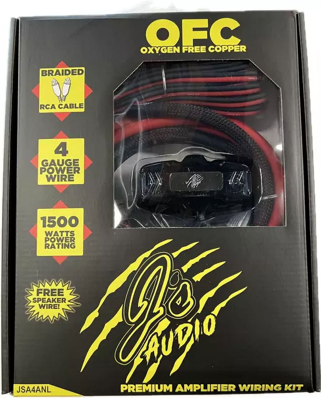 J's Audio Premium 4 Gauge Amplifier Wiring Kit OFC Oxygen Free Copper w ...