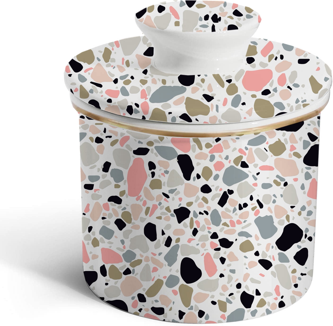 J.west Ceramic Butter Dish, Pink Terrazzo Farmhouse Butter Crock for ...