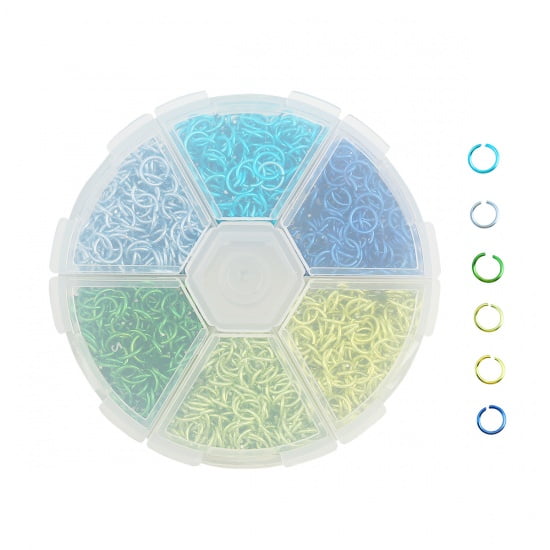J002 - 1080 pcs Assortment Box of Colorful (6 Colors) Open Jump Rings ...