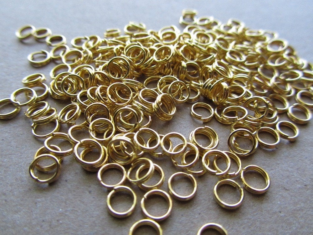J064 - 100 pcs Double Rings - 18K Gold Plated Open Jump Split Rings ...